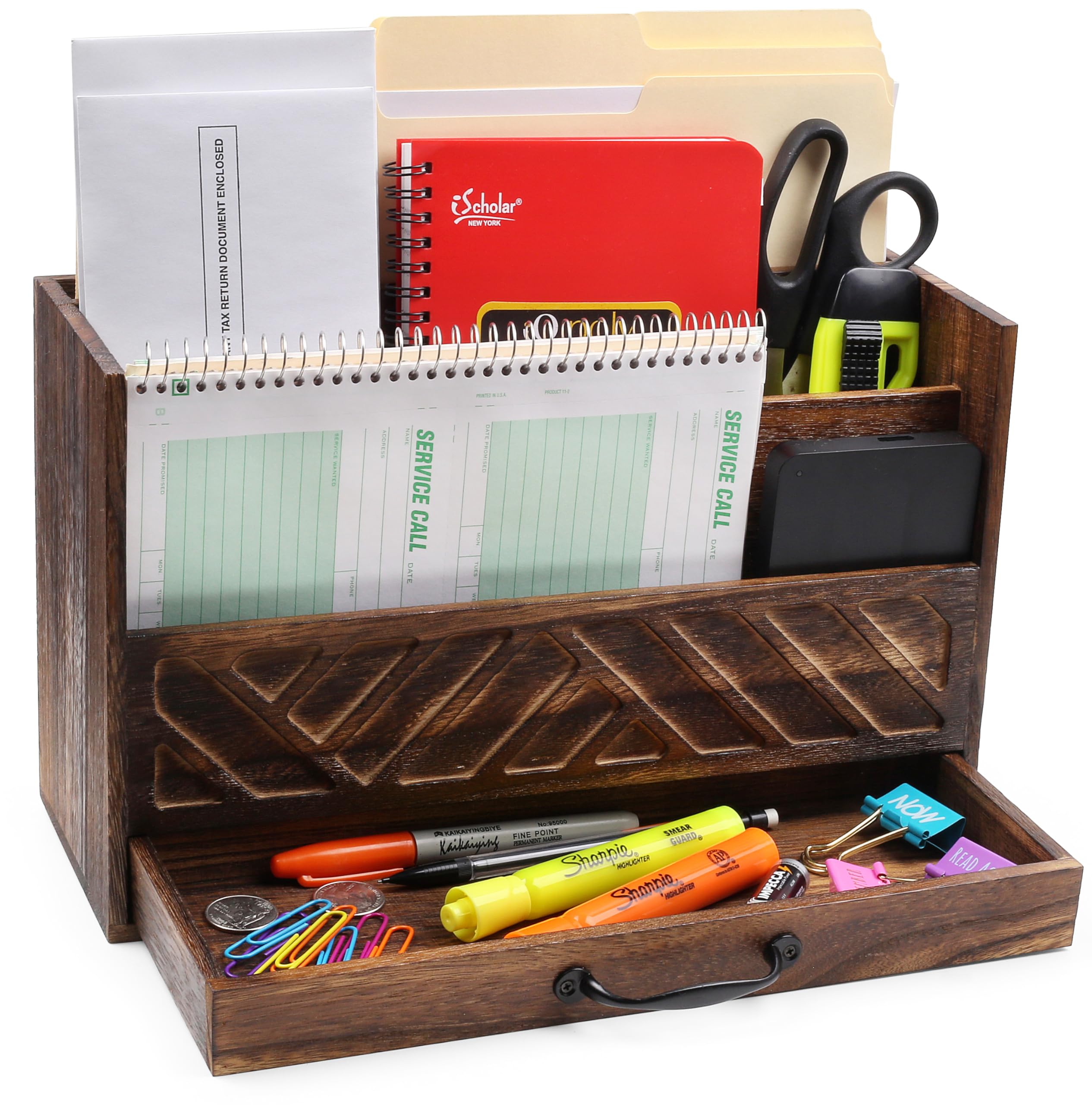 Amazon.com : Wood Office Desk Organizers and Storage, Wood Mail Bill ...