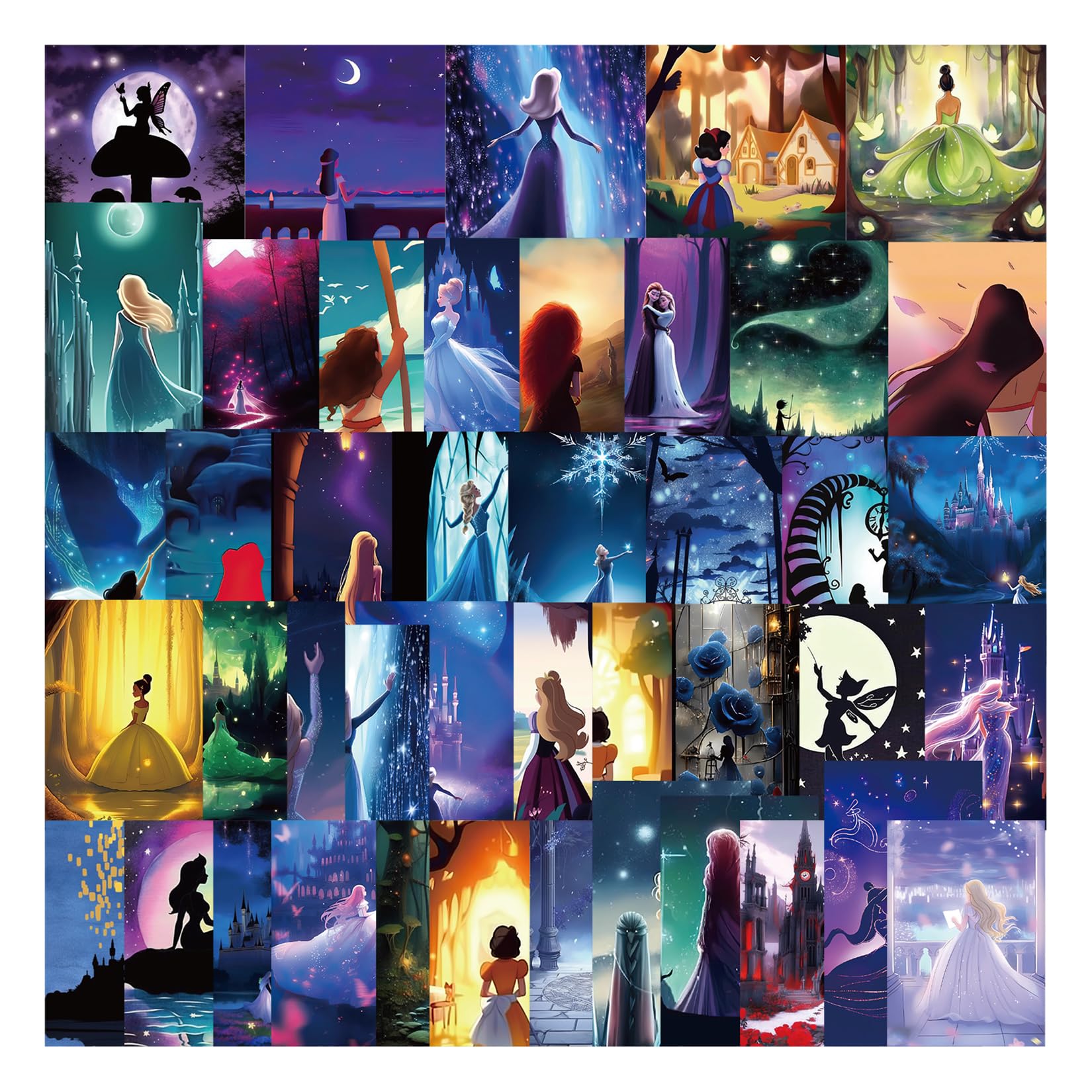 Amazon.com: 51Pcs Cartoon Disney Princess Back Stickers for Water ...