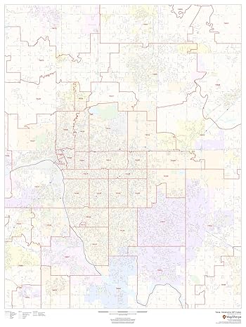 Tulsa, Oklahoma ZIP Codes - 36" x 48" Laminated Wall Map : Amazon.co.uk ...