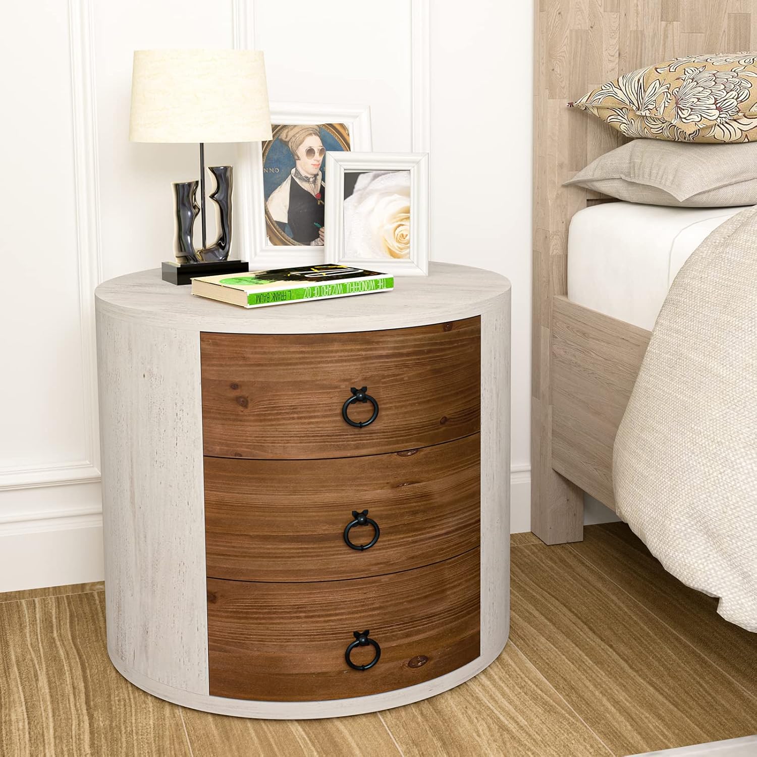 Amazon.com: HOMPUS 3 Drawer Chest of Drawers, Round Storage Cabinet ...