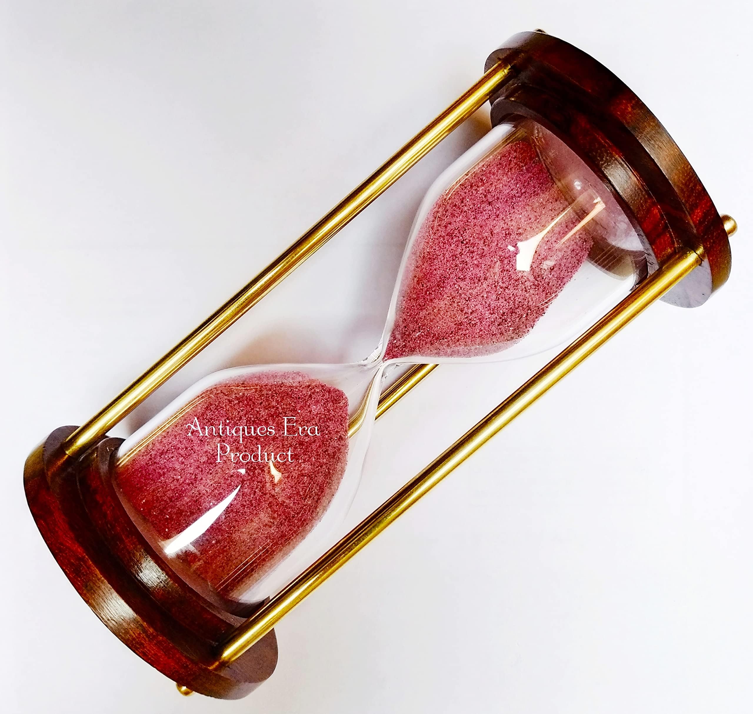 FICUS GIFT 5" Wooden Hourglass 5 Minute Glass Sand Timer Vintage Green ...