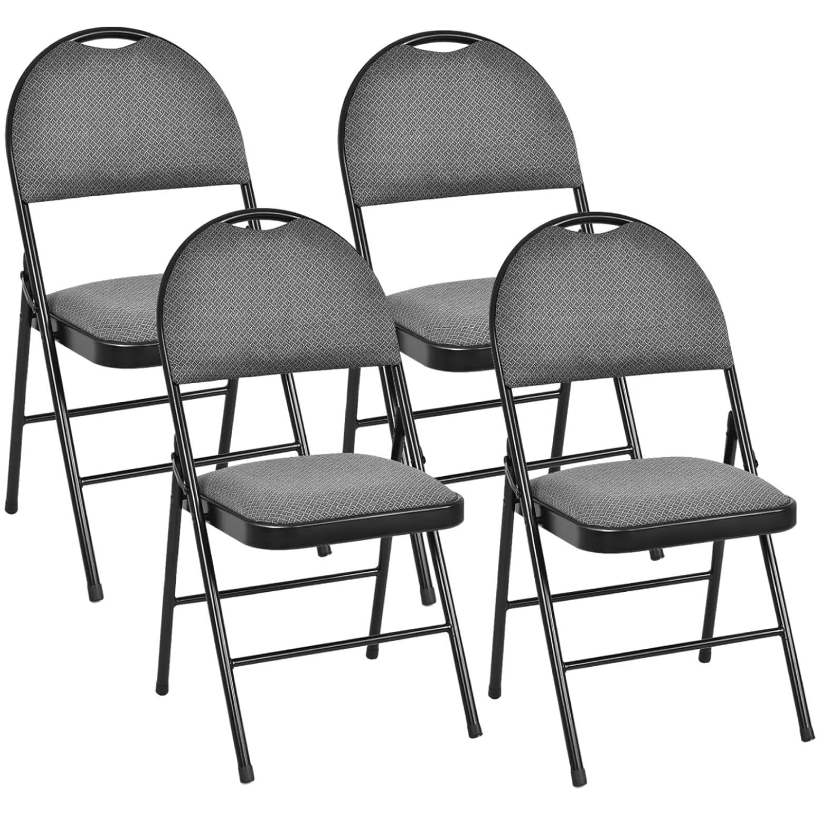 TANGZON 2/4/6 Pack Fabric Padded Folding Chairs, Steel Frame Conference ...