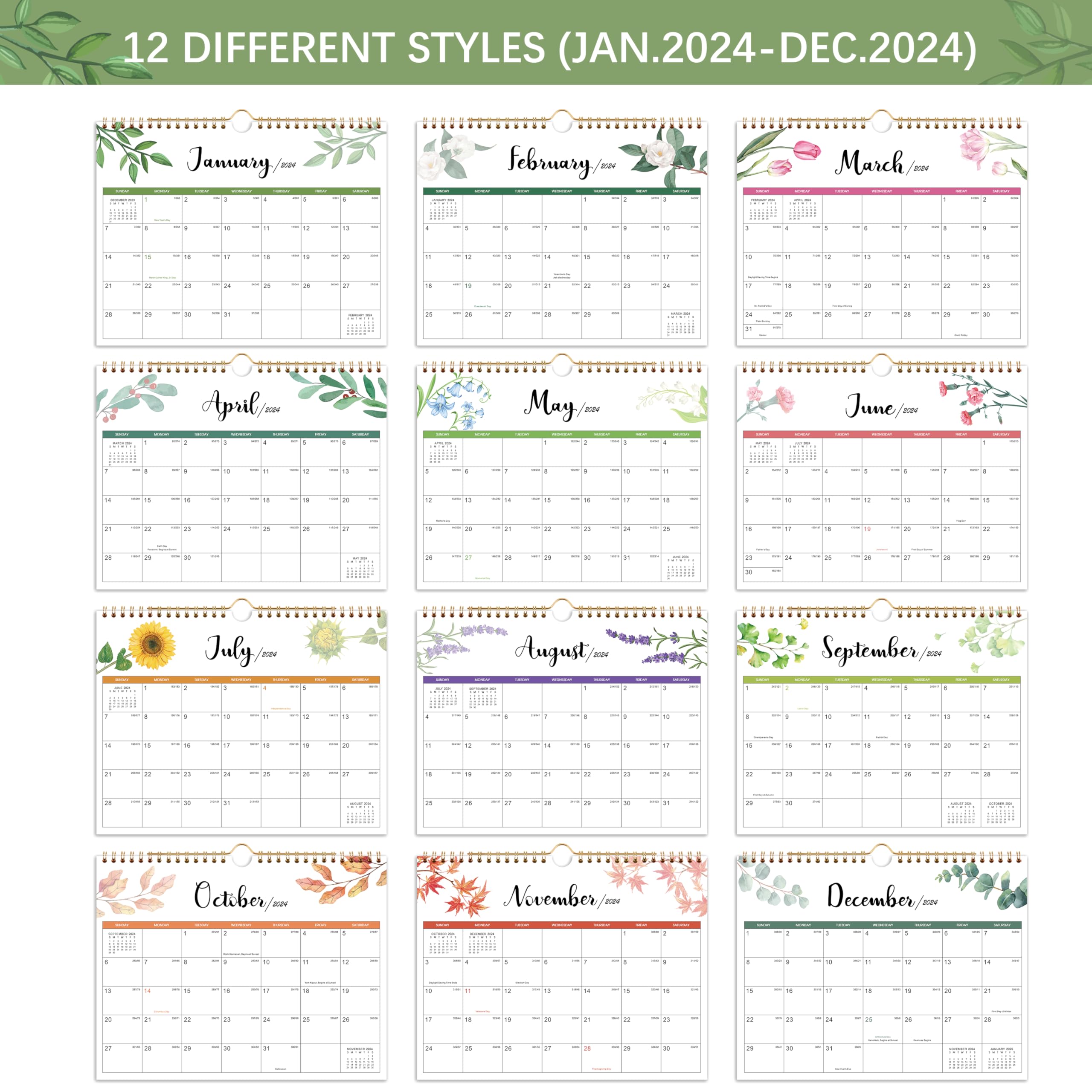 Snapklik.com : Calendar 2024 - Wall Calendar 2024 Includes Jan 2024 - Dec 2024, 11 X 8.4, 2024 ...