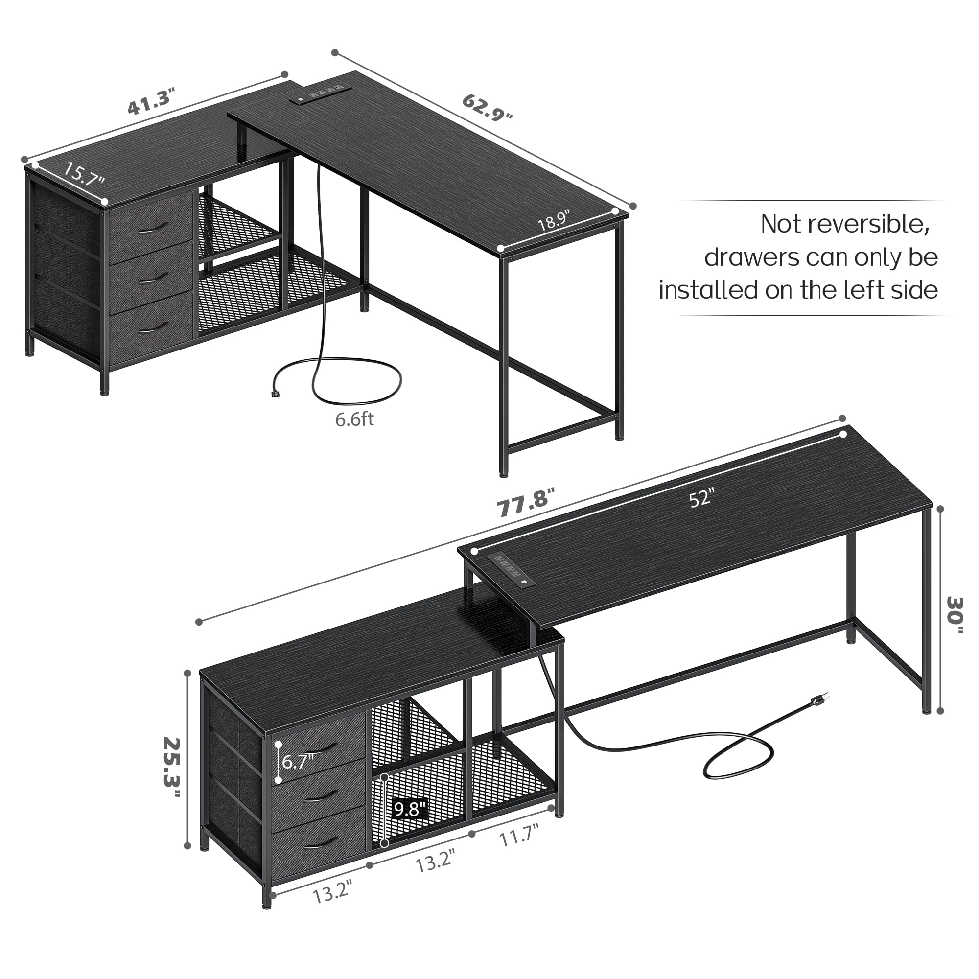 Snapklik.com : SUPERJARE 63 Inch L Shaped Desk
