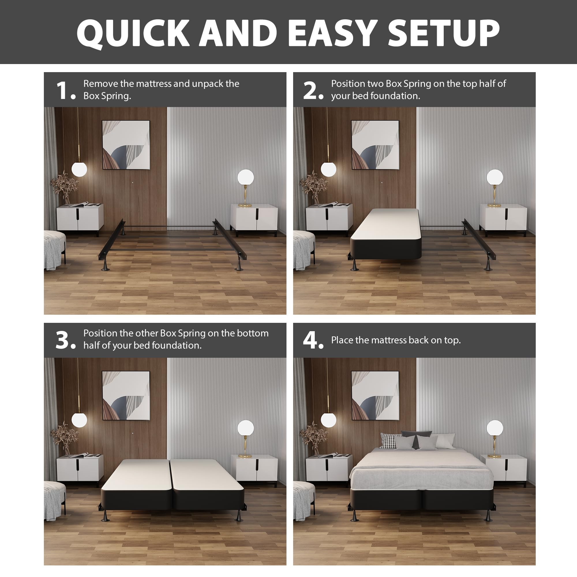 Fully Assembled Box Spring 4 Inch Sturdy Box Spring Foundation - Fully ...
