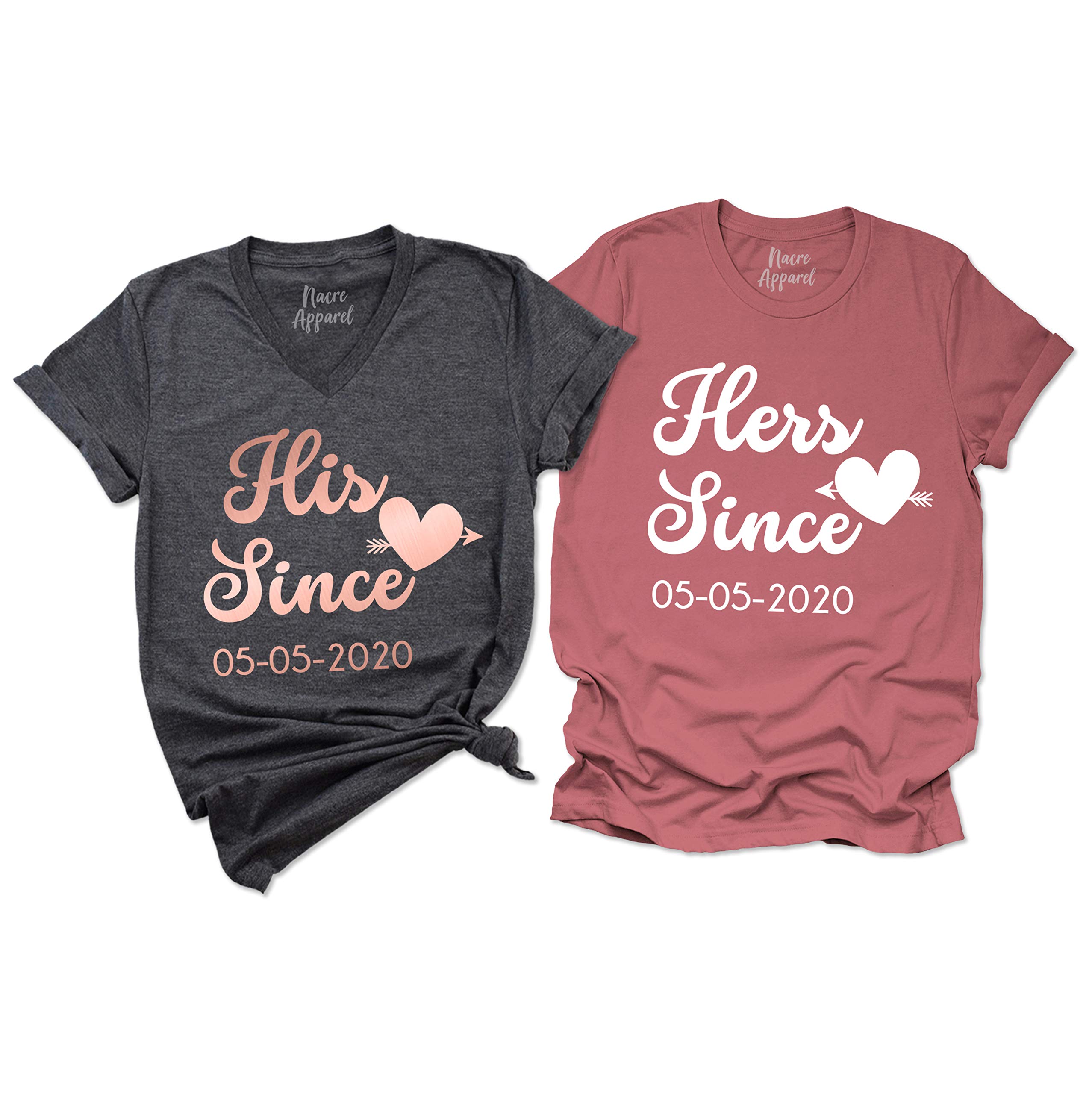 Amazon.com: NACRE APPAREL His and Hers Shirt Personalized Newlywed Tee ...