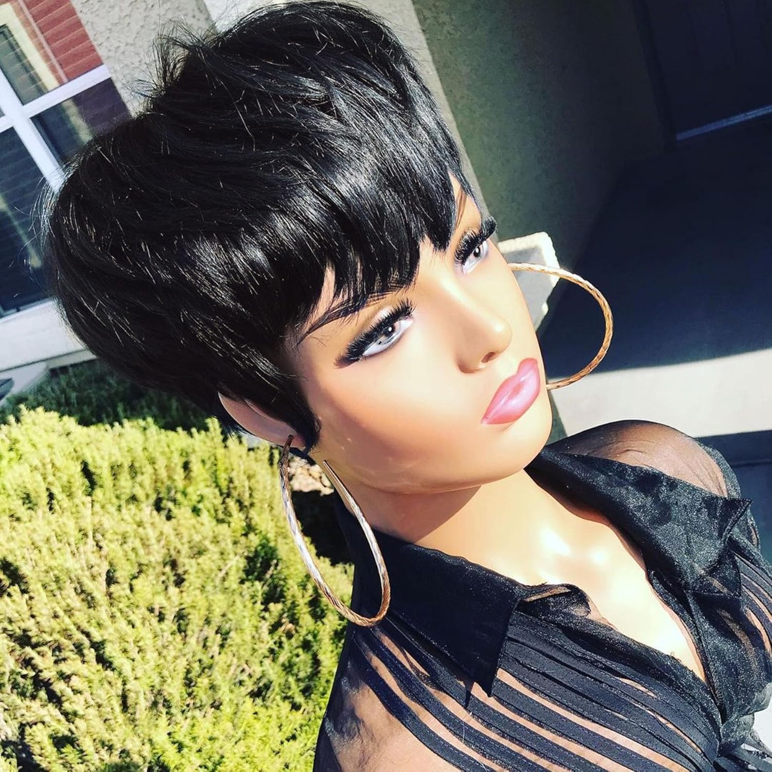 Amazon.com : QiaQiaRing Pixie Cut Wigs for Black Women Natural 1B Color ...