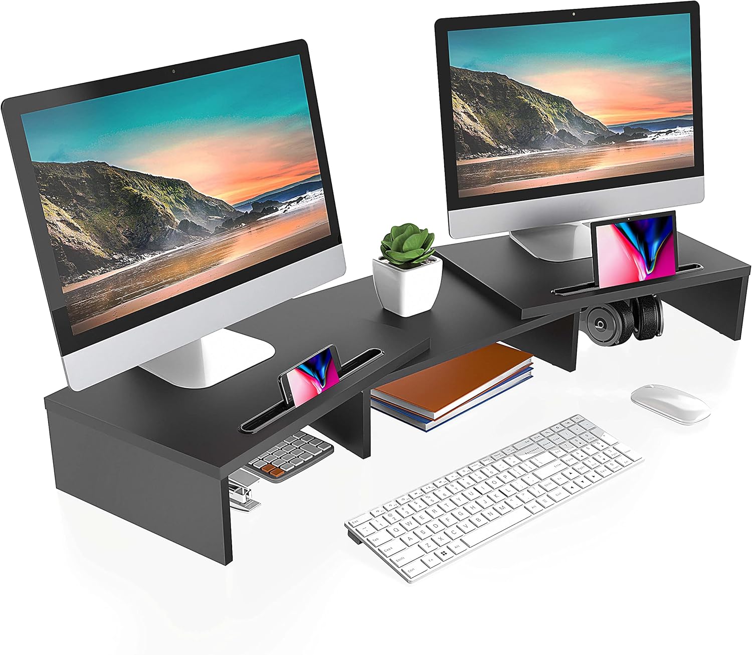 Amazon.com: FITUEYES Dual Monitor Stand – 3 Shelf Computer Monitor ...