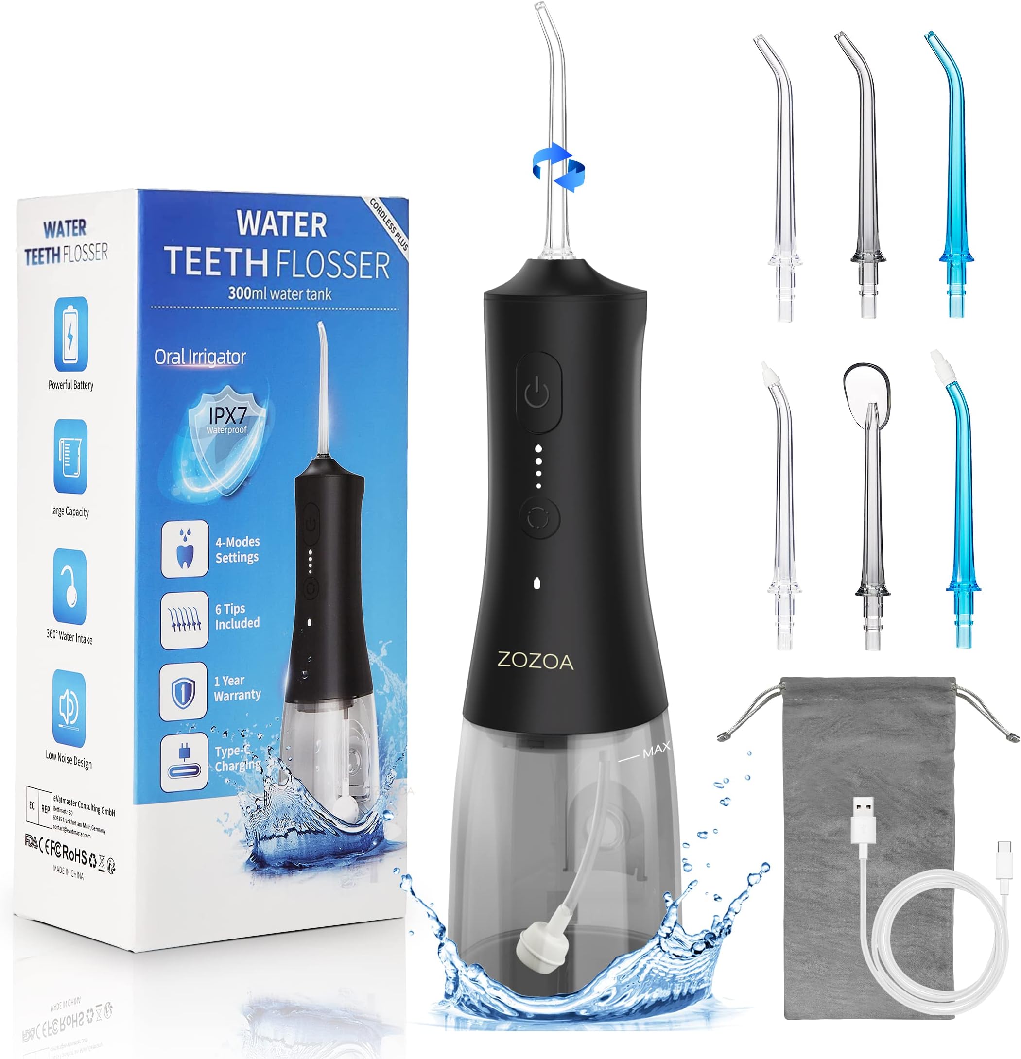 Amazon.com: AINA All-in-1 Water Flosser Cordless & Electric Toothbrush ...