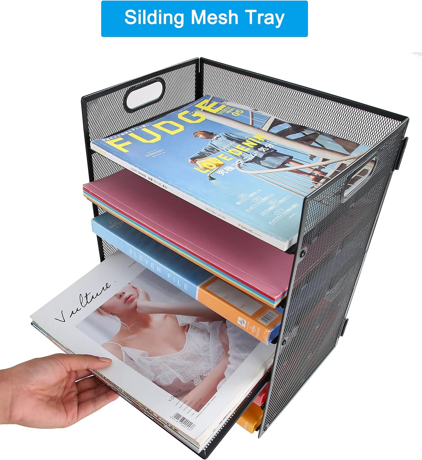 6 Tier Paper Organizer Letter Tray Organizer, Mesh Metal Desk File ...