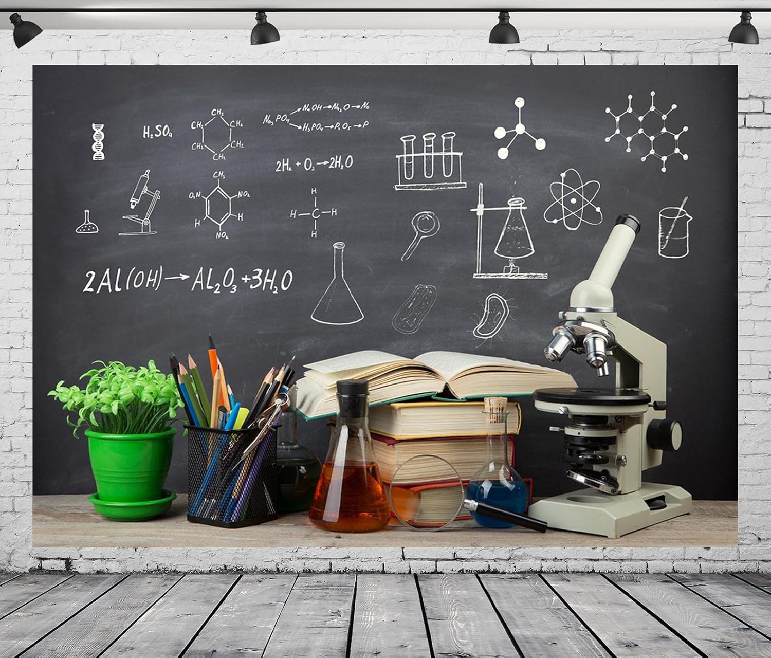 Amazon.com : CORFOTO 15x10ft Fabric Chemical Formula Blackboard ...