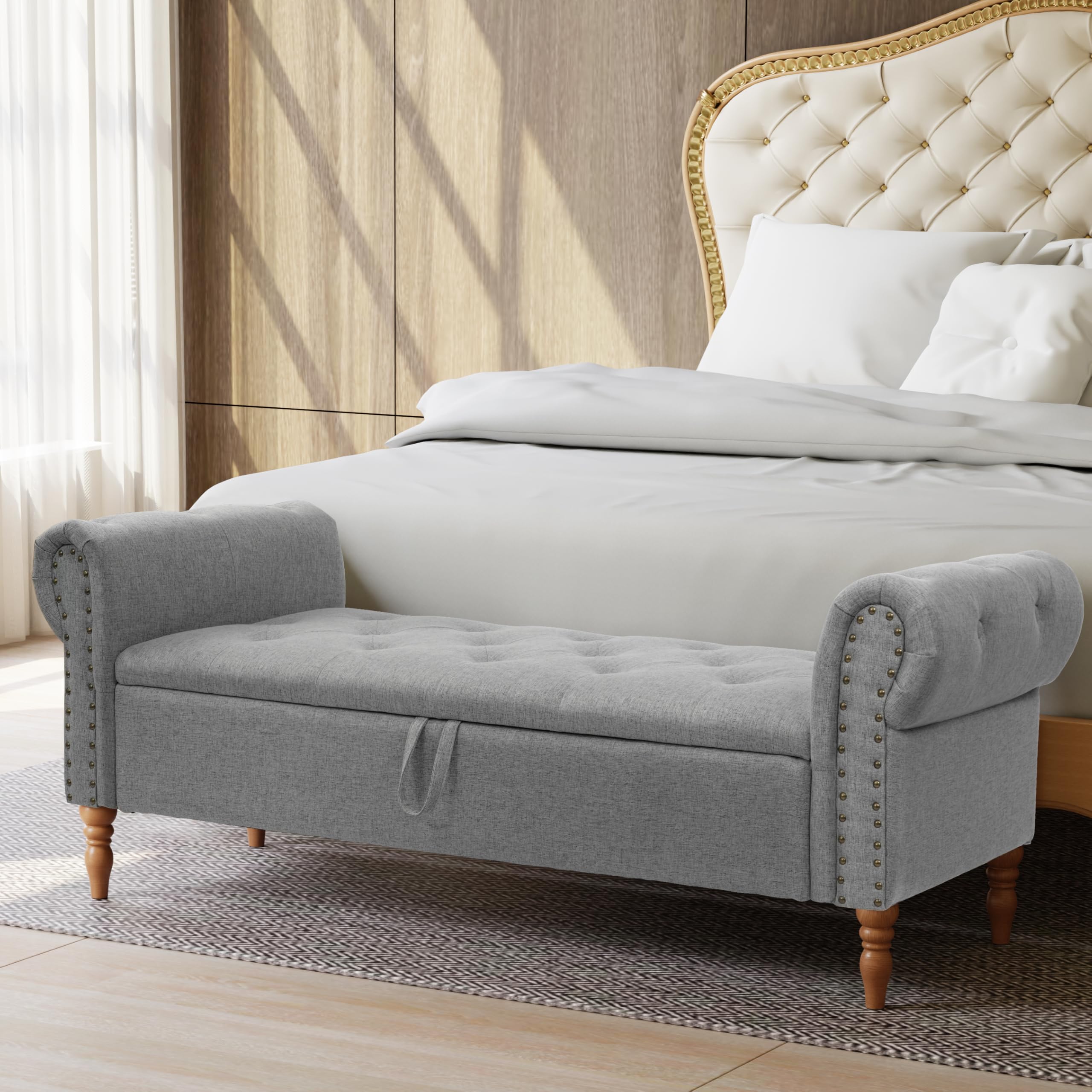 Amazon.com: Polarisys Storage Bench for Bedroom Furniture, End of Bed ...