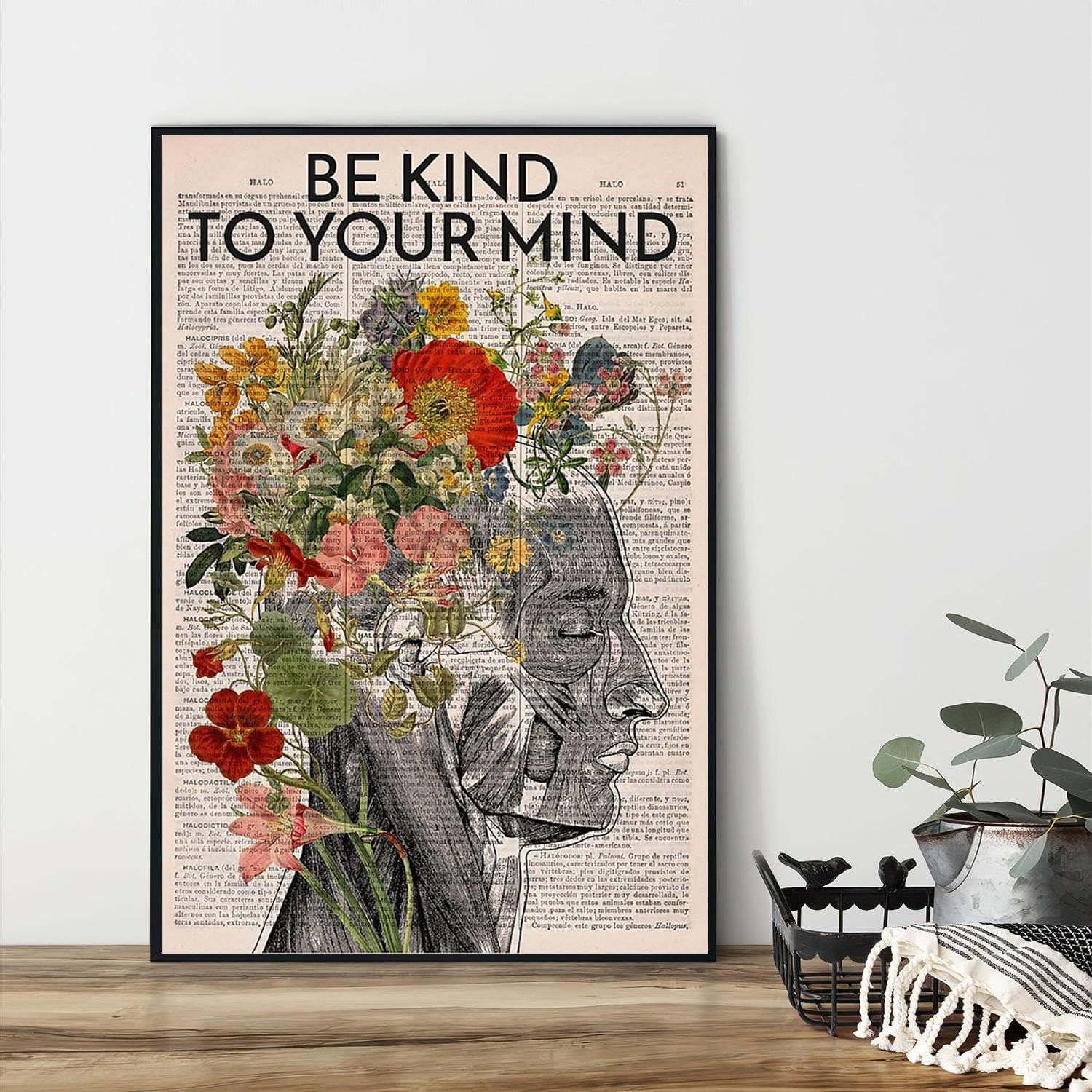 Amazon.com: Vintage Metal Tin Sign Be Kind to Your Mind Poster, Self ...