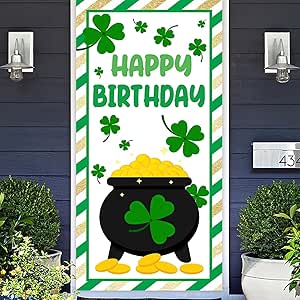 Amazon.com: St Patricks Day Decorations St Patricks Day Banner Happy Birthday Backdrop Shamrock ...