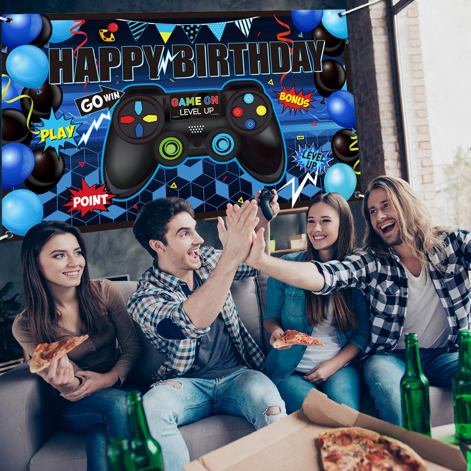 Video Game Happy Birthday Backdrop Game on Birthday Party Backdrop ...