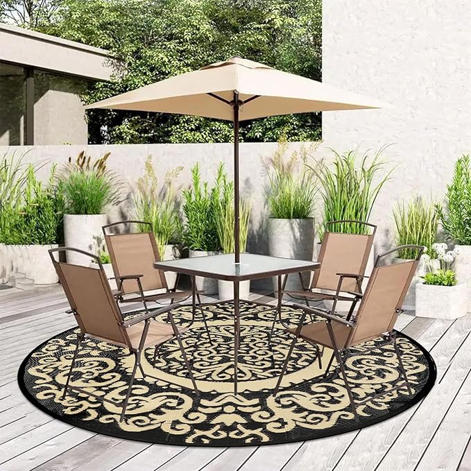 Homcomoda Round Outdoor Rugs for Patio 6ft Waterproof Clearance ...