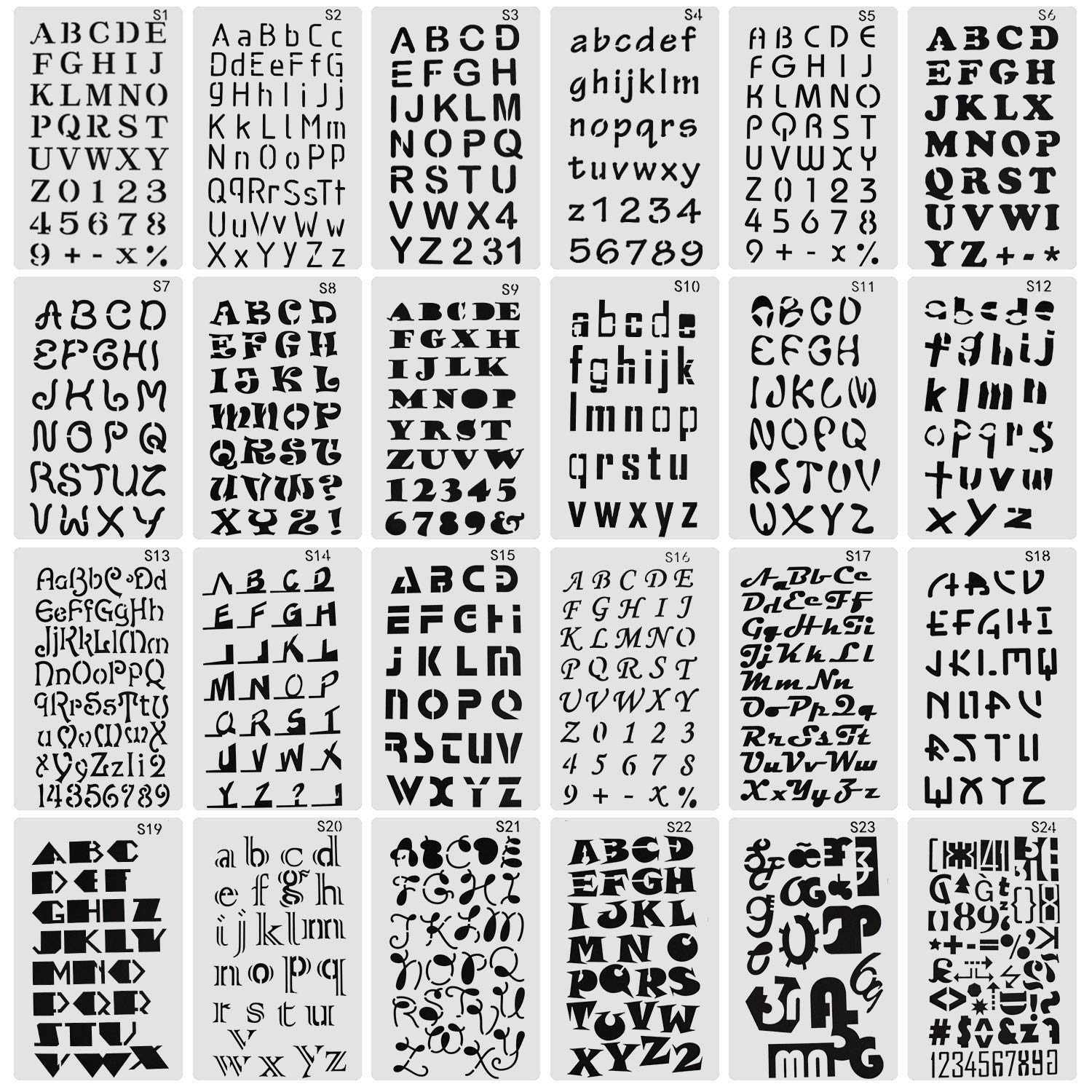 Finyosee 24 Pack Letter And Number Stencils Alphabet Stencil For ...