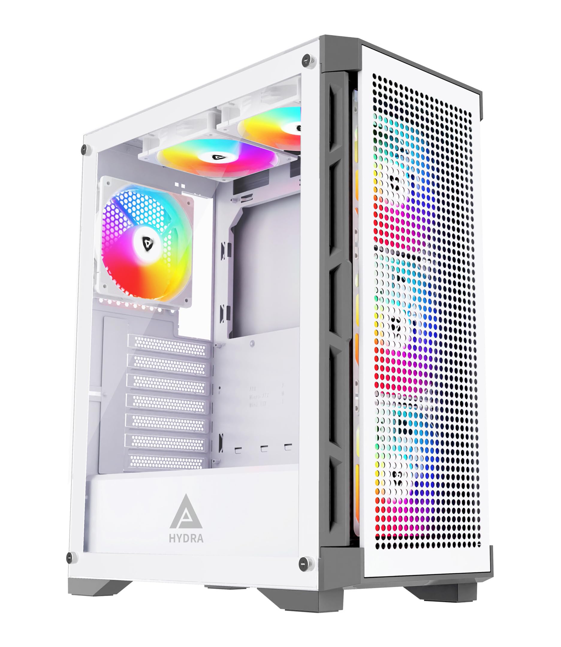 Amazon.com: Apevia Hydra-WH Hydra Mid Tower Gaming PC Case w/ 6X 120mm ...