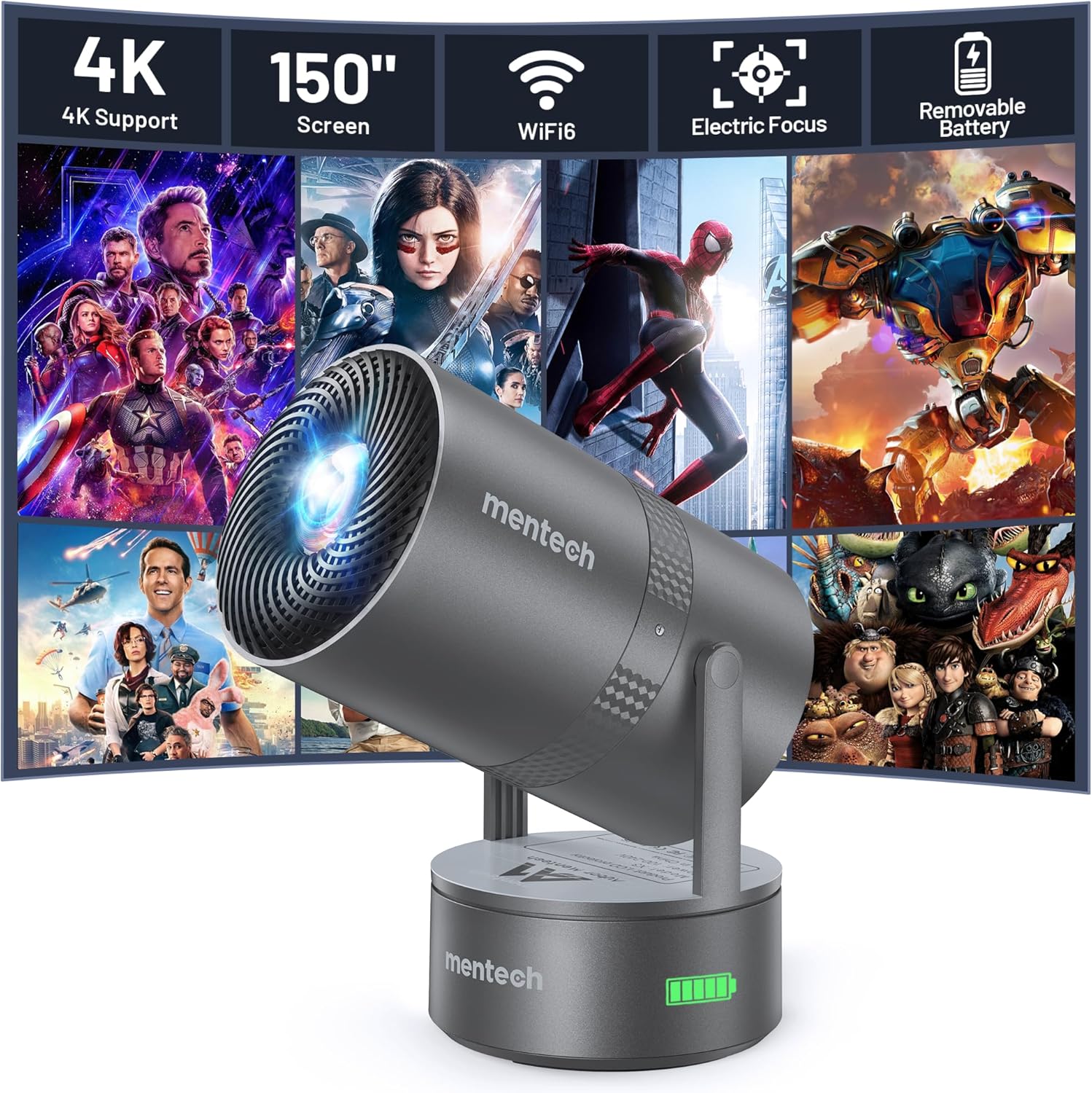 Amazon.com: Mini Projector with Wifi and Bluetooth, Rechargeable ...