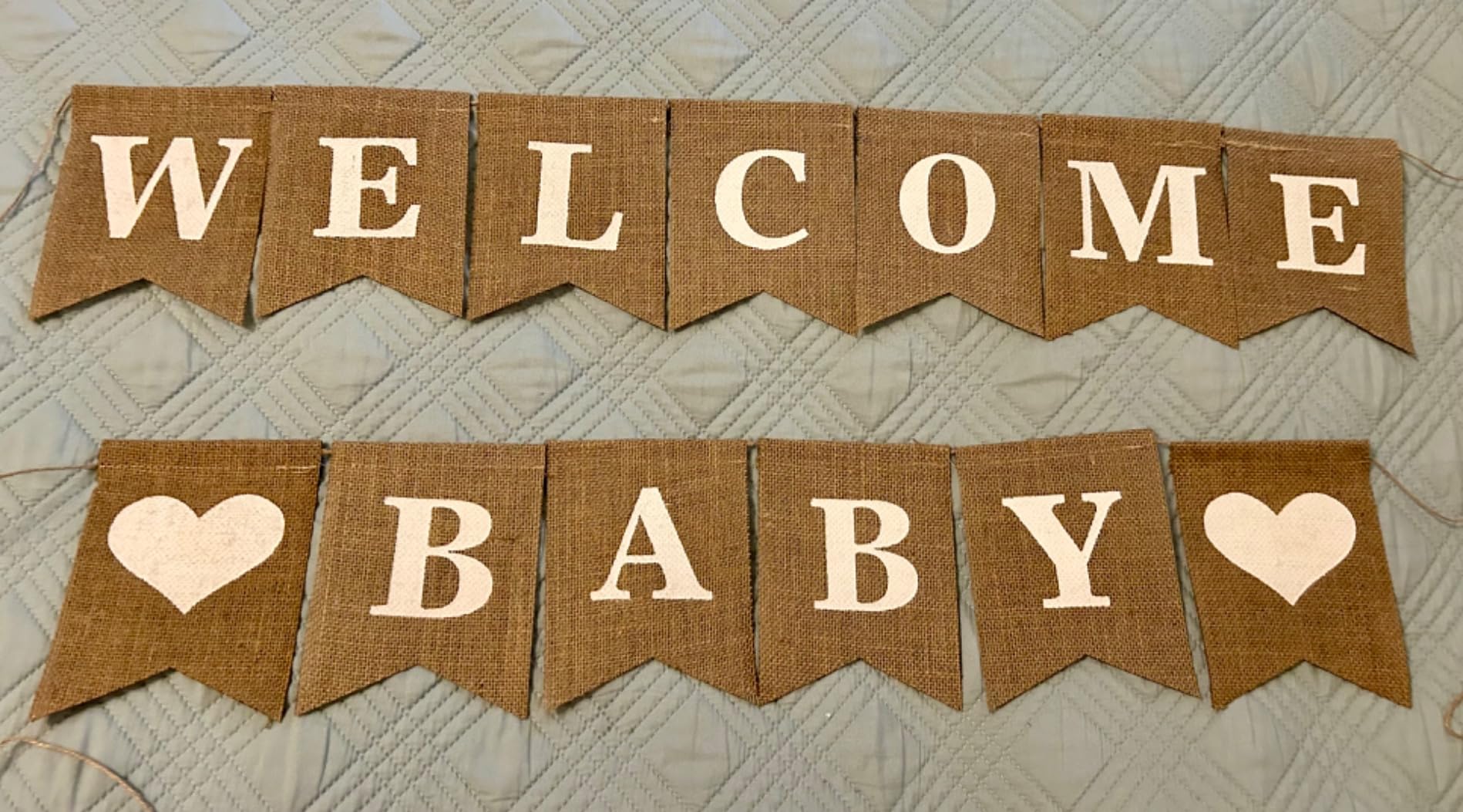 $2/mo - Finance Welcome Baby Sign - Pre-Strung Burlap Welcome Baby ...