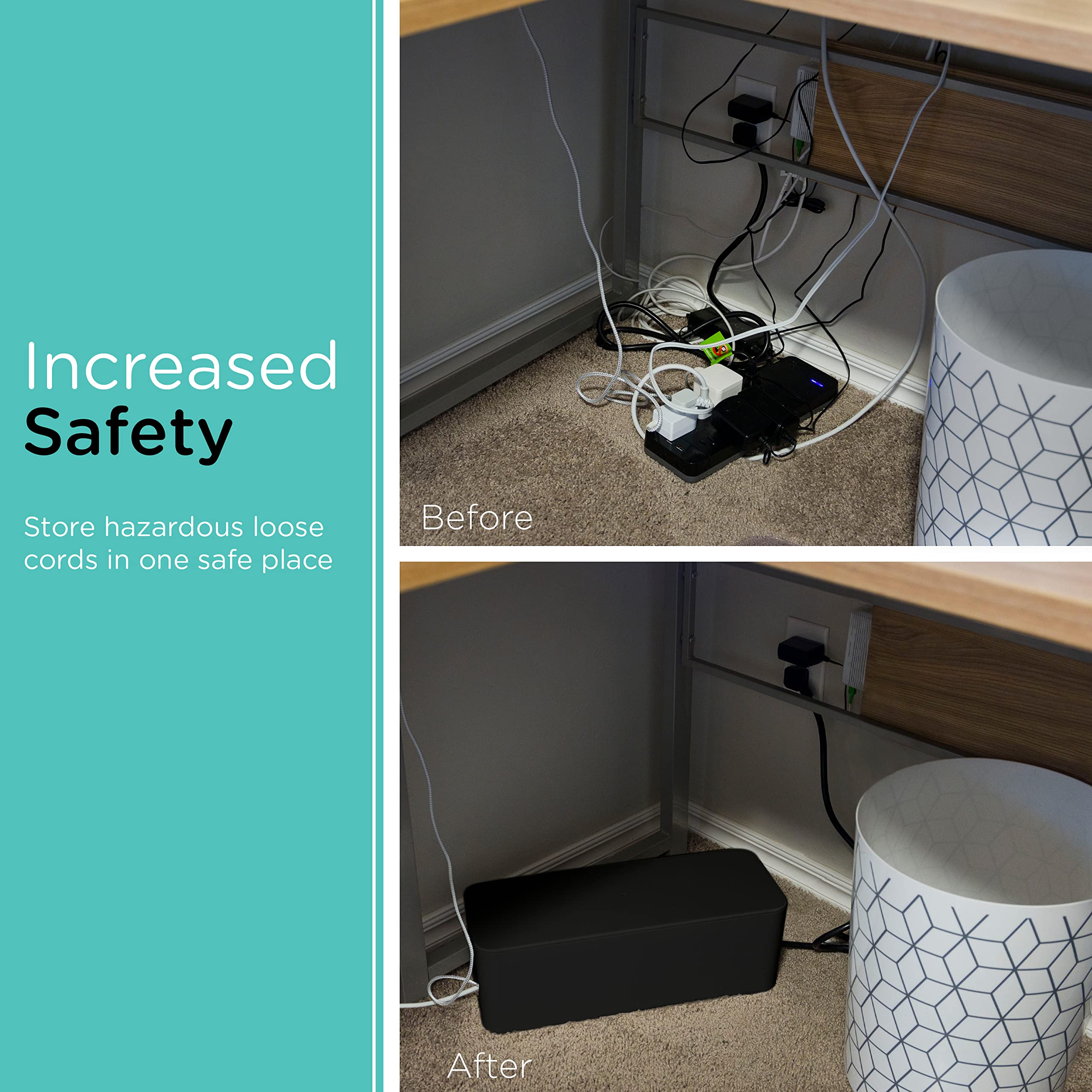 Snapklik.com : Cordinate Cable Management Box, Cord Organizer Box, Hide ...