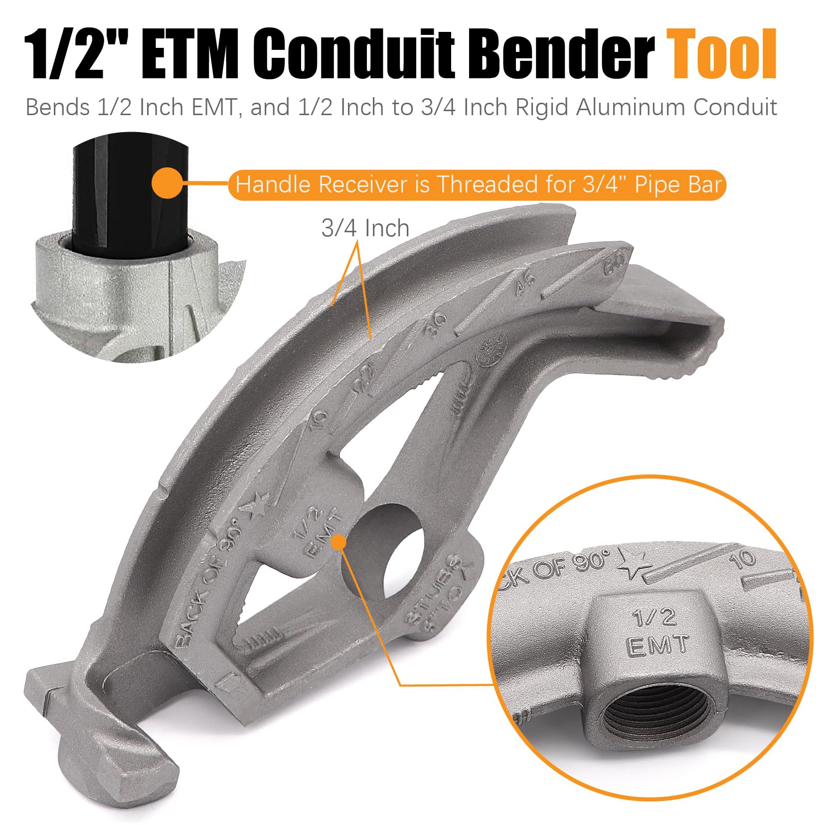 Snapklik.com : 1/2-inch EMT Conduit Pipe,Conduit Hand Bender Tool For 1 ...