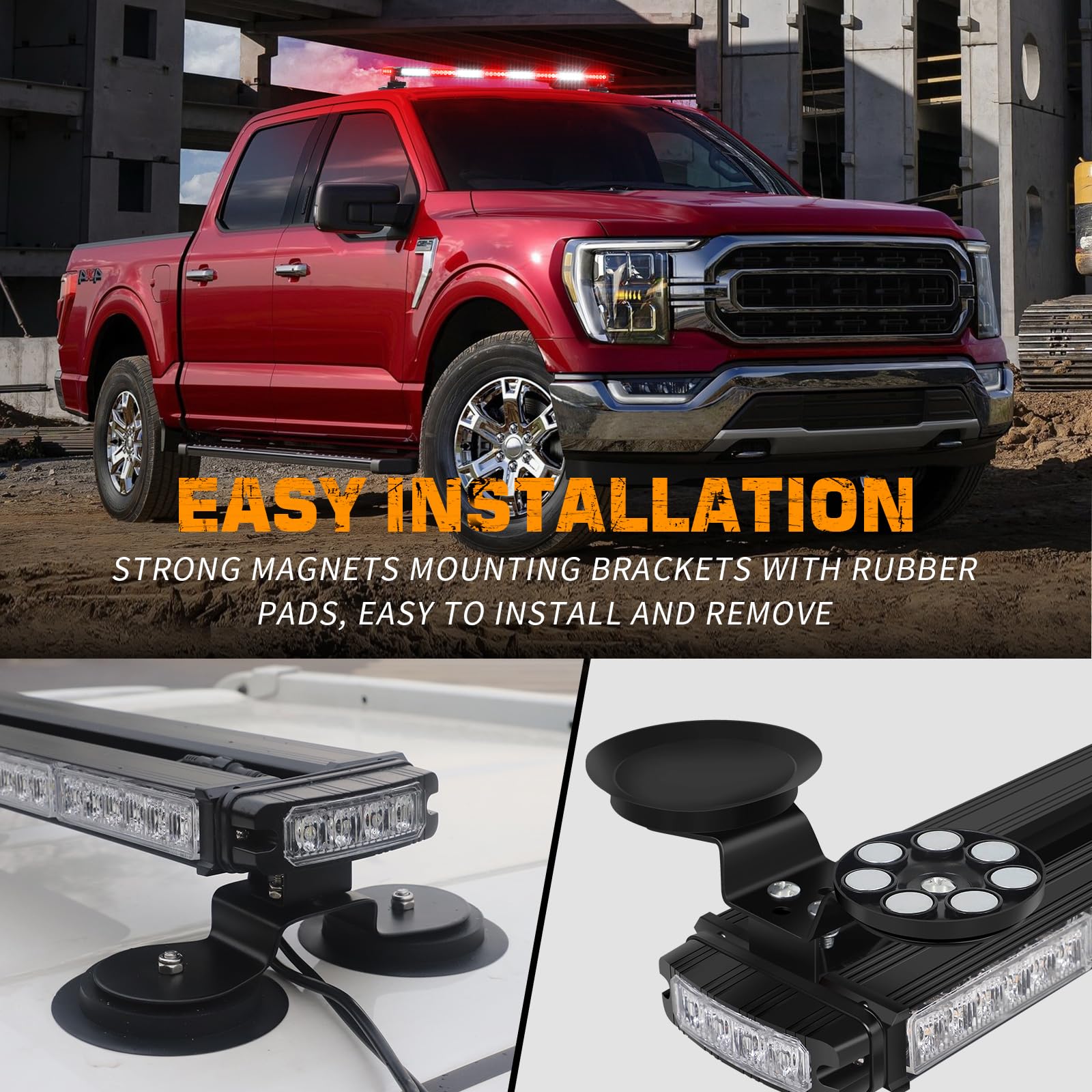 Snapklik.com : 37 Inch 104 LED Roof Top Emergency Lights Red White ...
