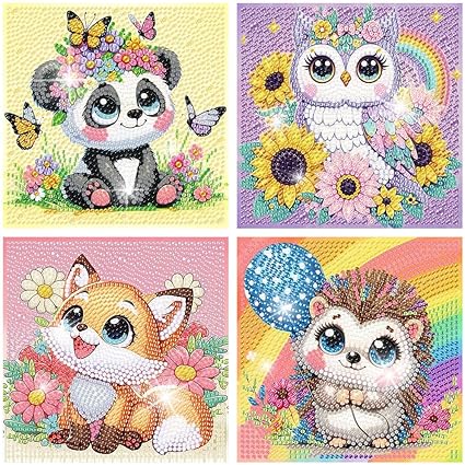 Amazon.com: 4PC Cartoon Diamond Art Painting Kits for Adult Beginners ...
