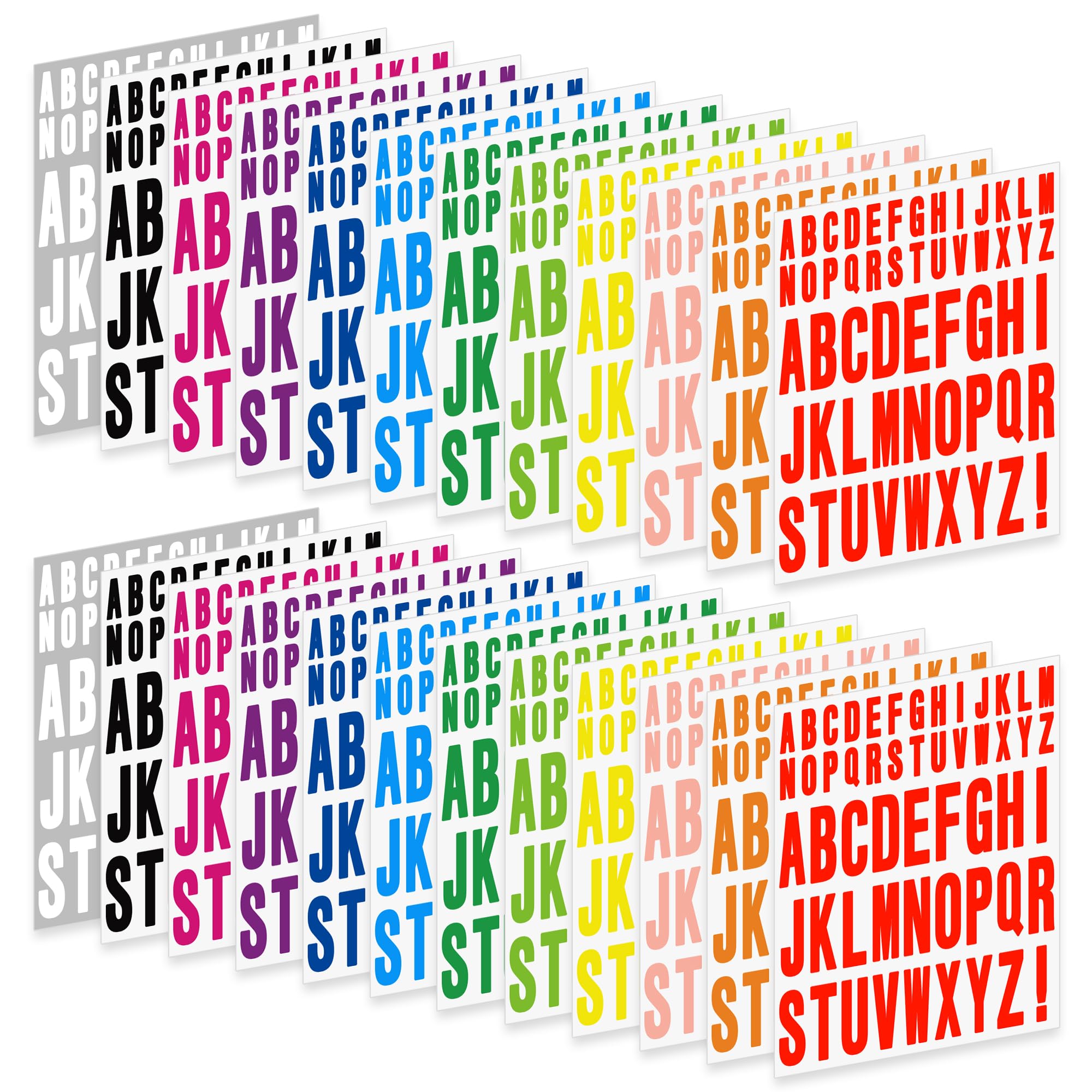 24 Sheets Letter Stickers Large Alphabet Stickers 2 Inch 1Inch Stick on ...