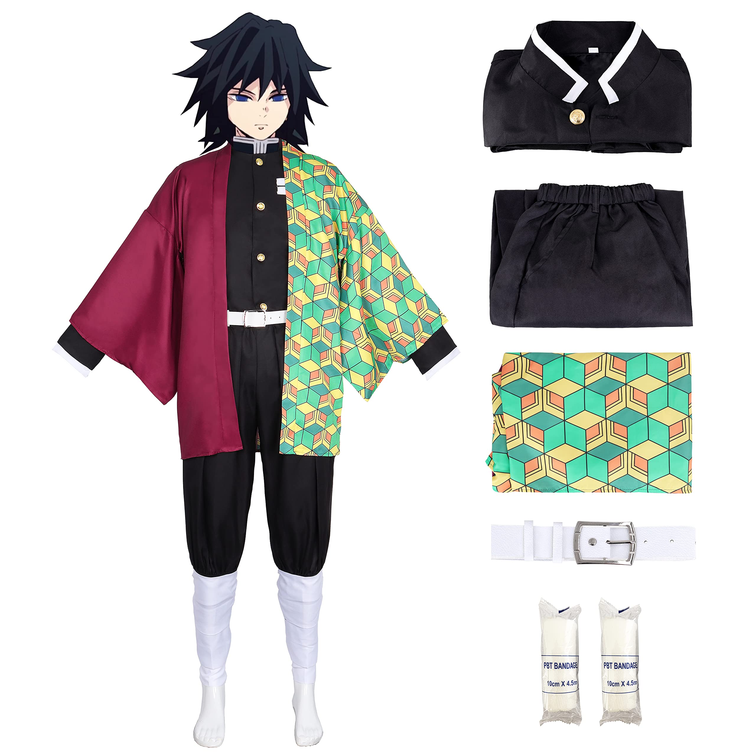 Buy Tomioka Giyuu Cosplay Costume Demon Slayer Anime Outfit Suit Mens ...