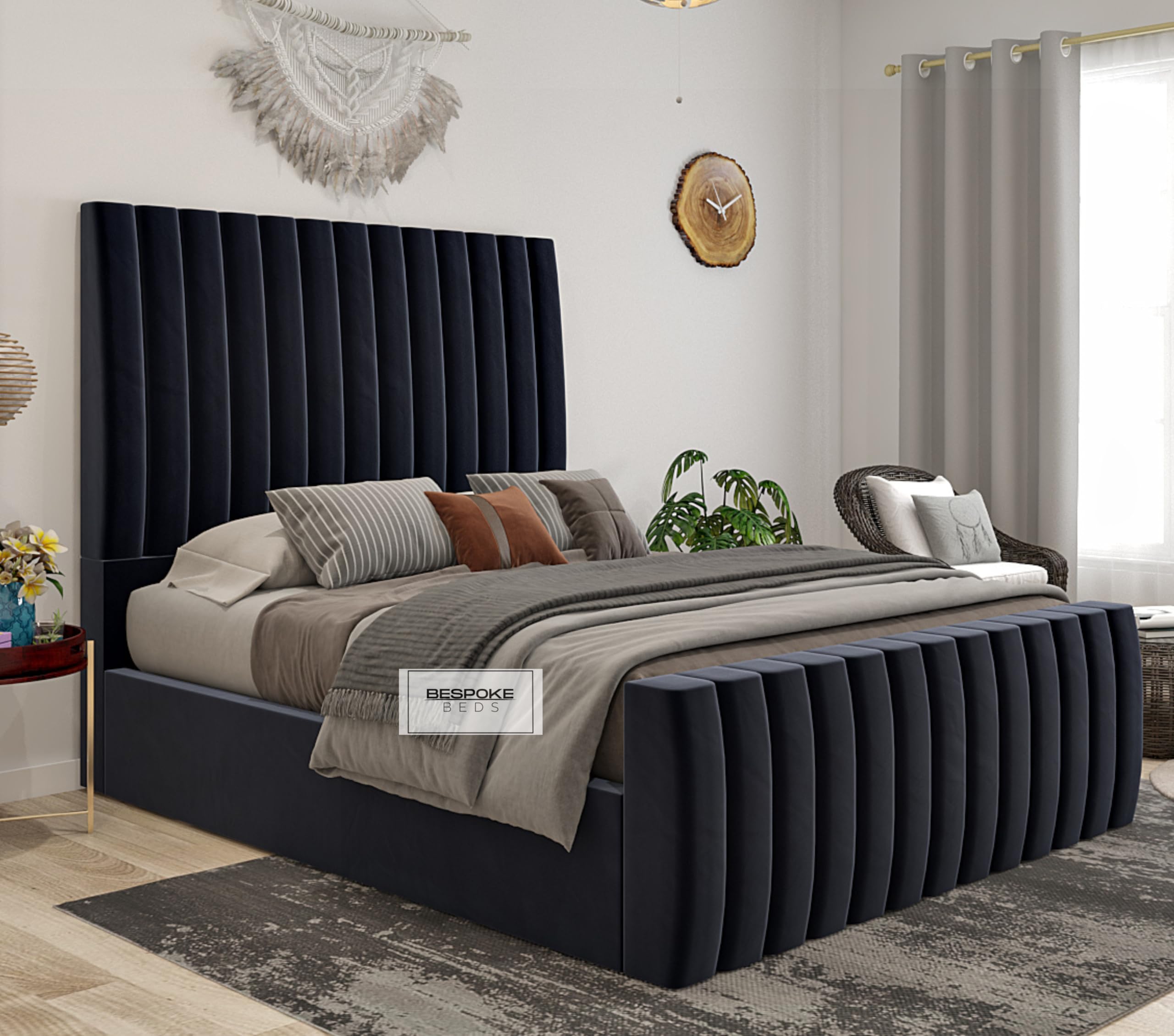 BESPOKE BEDS Upholstered King Size Bed | Ottoman Bed Frame | Fabric Bed ...