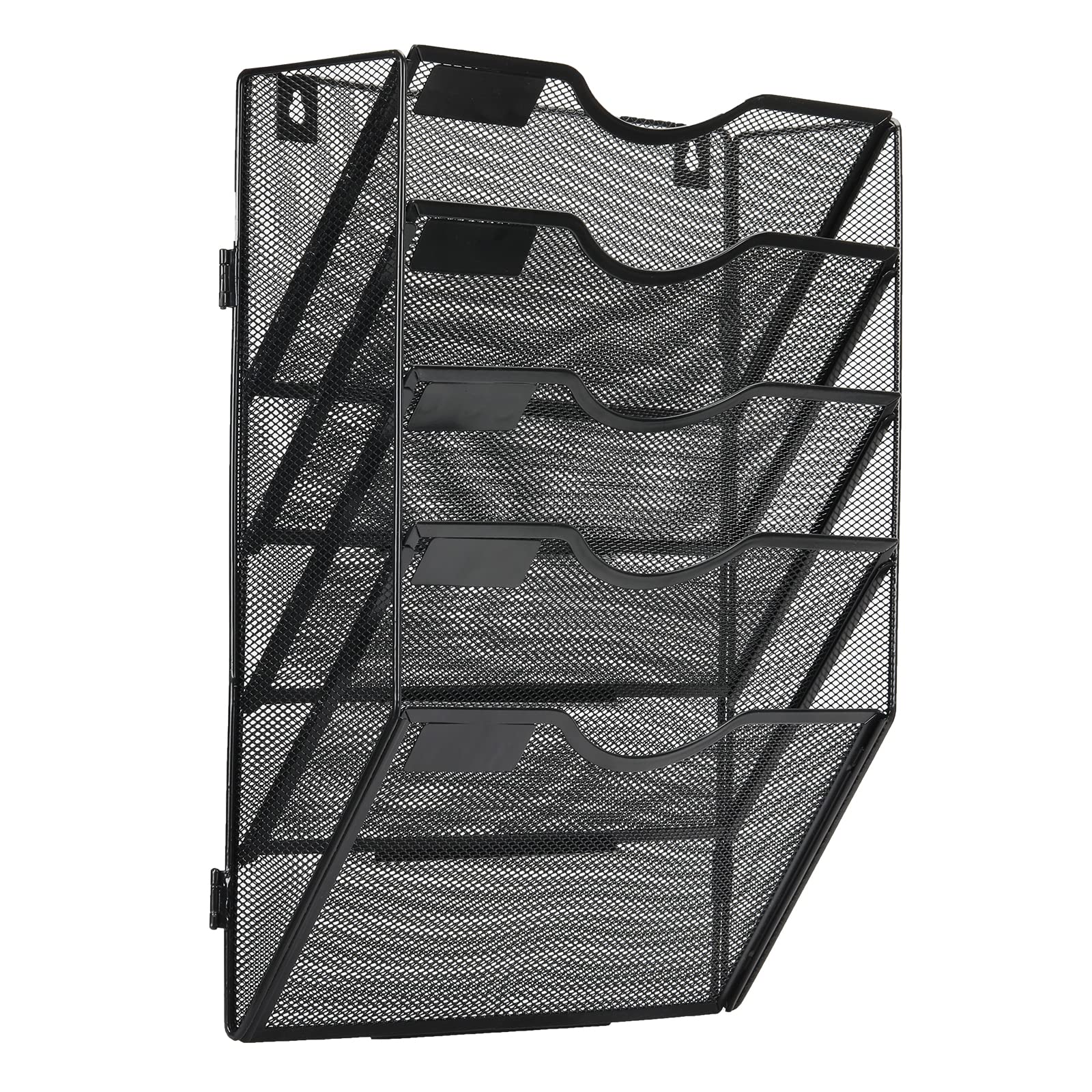 Snapklik.com : 5 Pocket Wall File Organizer, Black Metal Mesh Wall ...