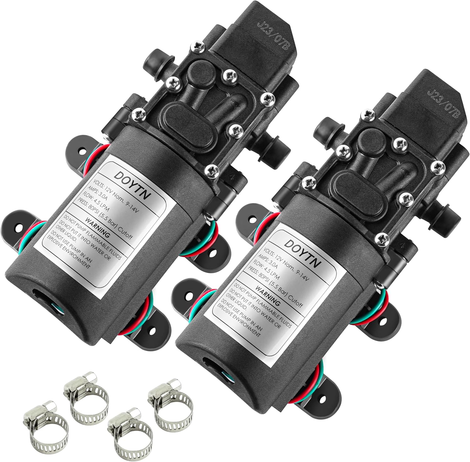 Amazon.com: Doytn 12V Diaphragm Water Pump – 1.2 GPM 80 PSI Self ...