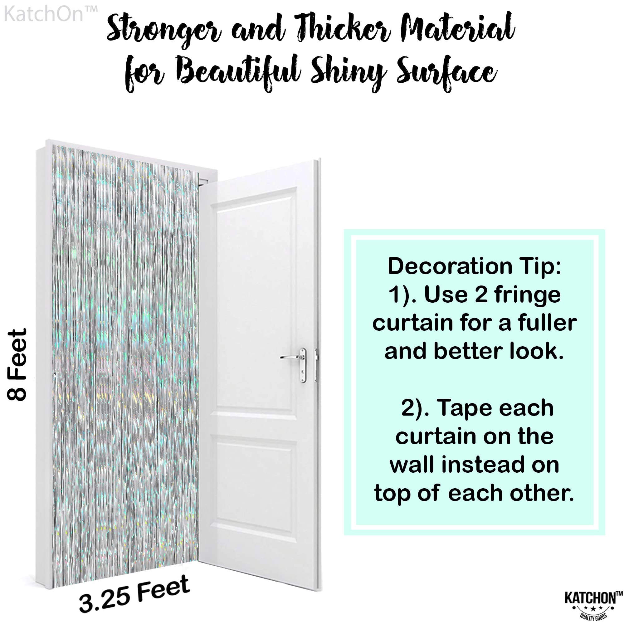 Snapklik.com : KatchOn, Holographic Silver Streamer Backdrop