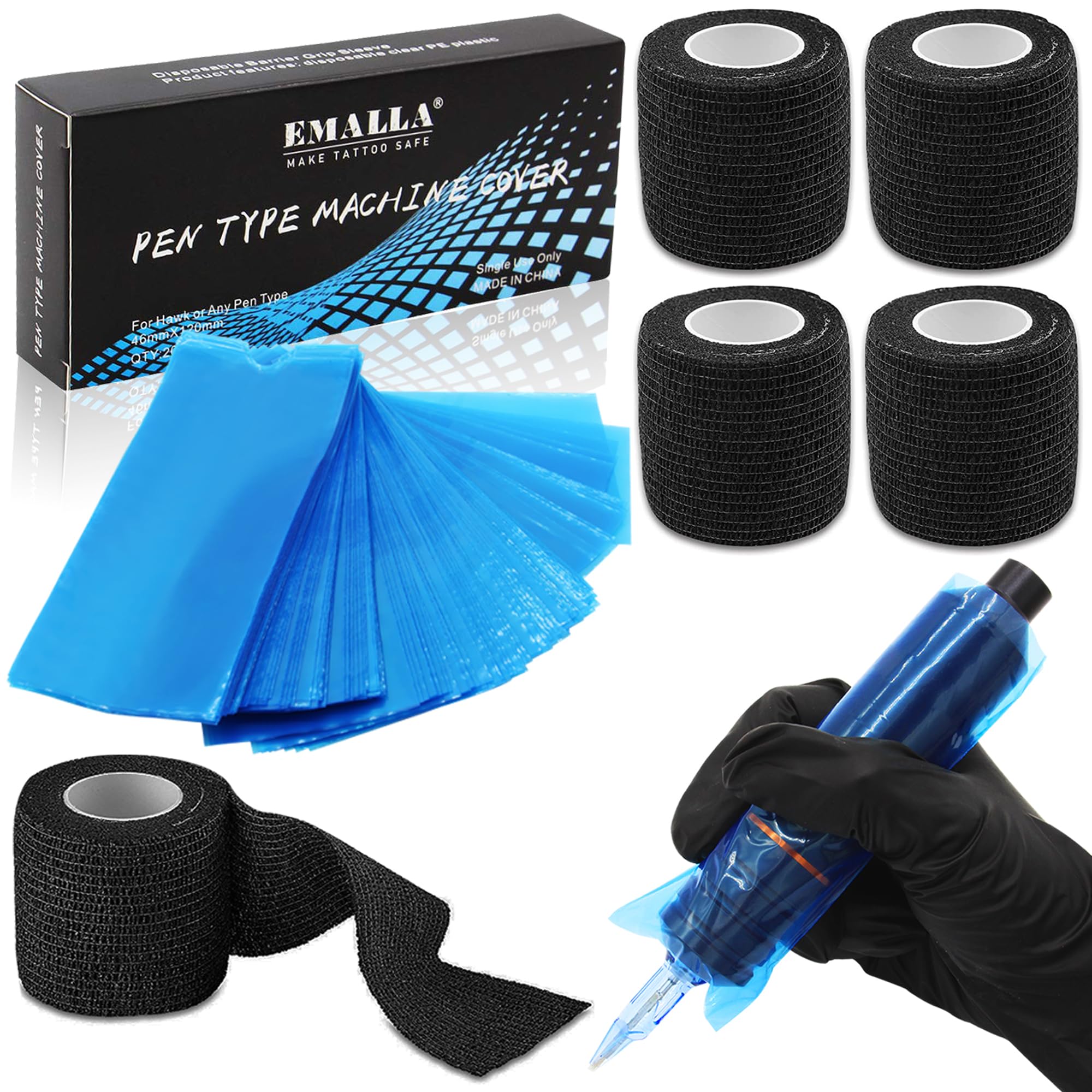 Amazon.com: Pen Machine Covers with Grip Tapes - Rayyl 200pcs Tattoo ...