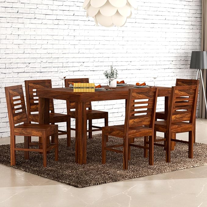 HANDWOOD FURNITURE Sheesham Wood Dining Table(57x35) with 6 Chairs | 6 ...