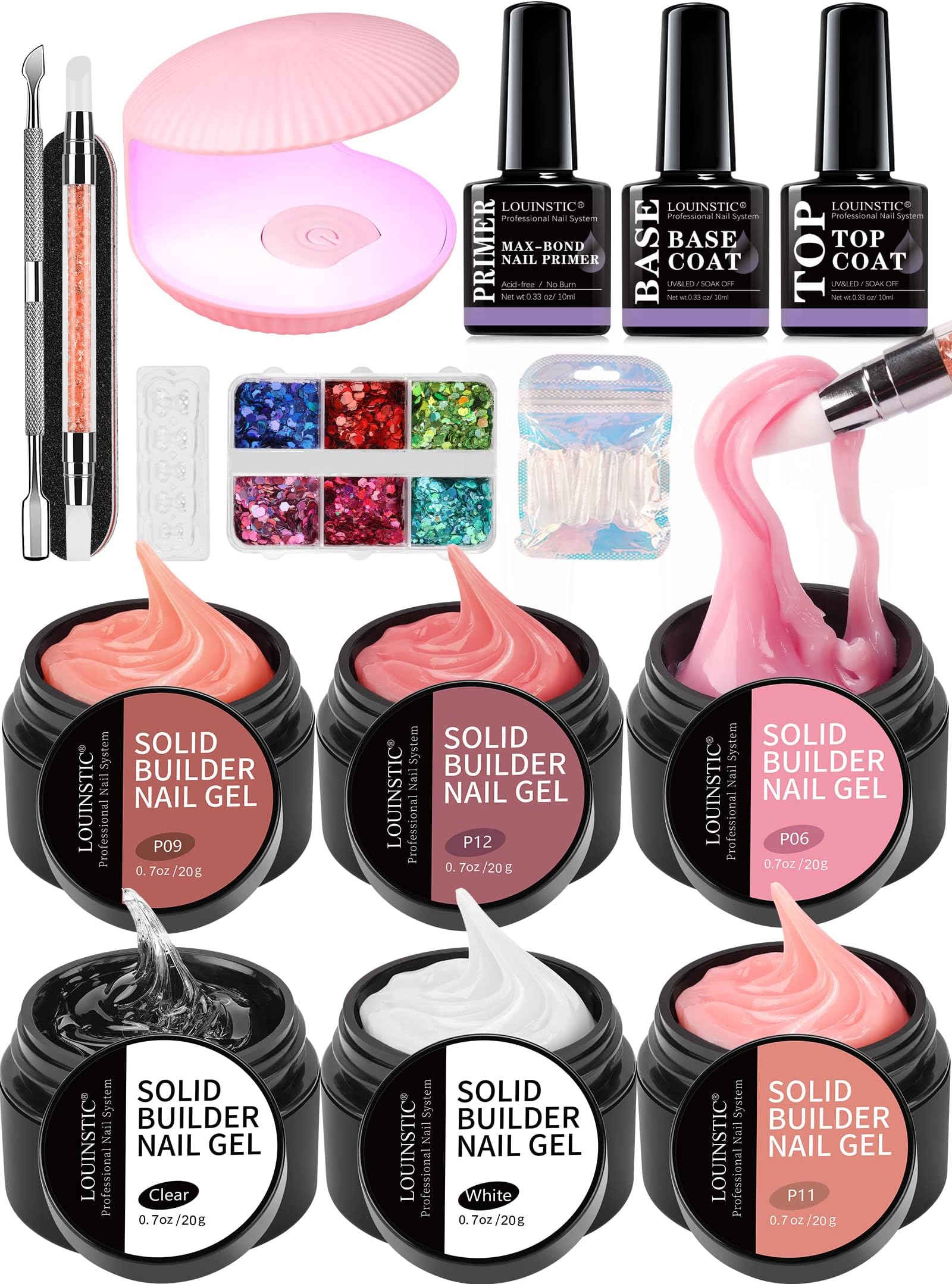 Amazon.com : LOUINSTIC Solid Builder Gel Kit - 6 Colors Solid Builder ...