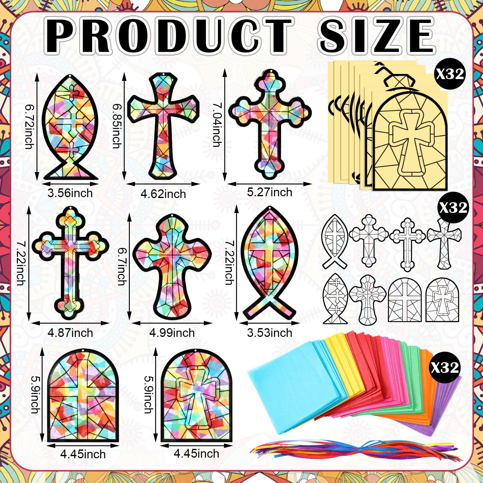 Snapklik.com : 32 Pcs Easter Cross Suncatchers Craft Kit, Christian ...