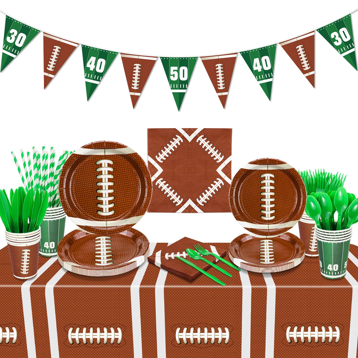 Amazon.com: Football Theme Party Supplies - Including Dinner Plates ...