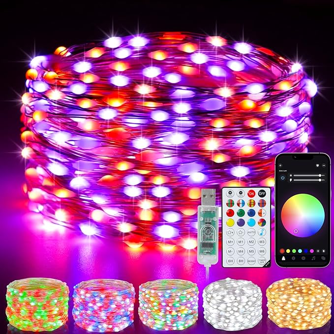 Amazon.com: Smart Fairy Lights 33Ft 100 LED Twinkle String Lights with ...