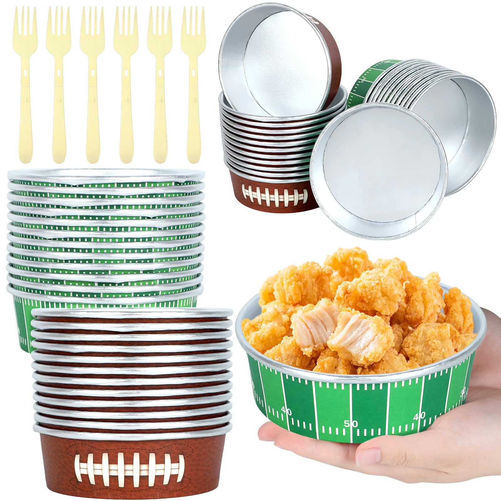 Amazon.com: gisgfim 24 Set Football Party Supplies 18.6oz Snack Bowls ...