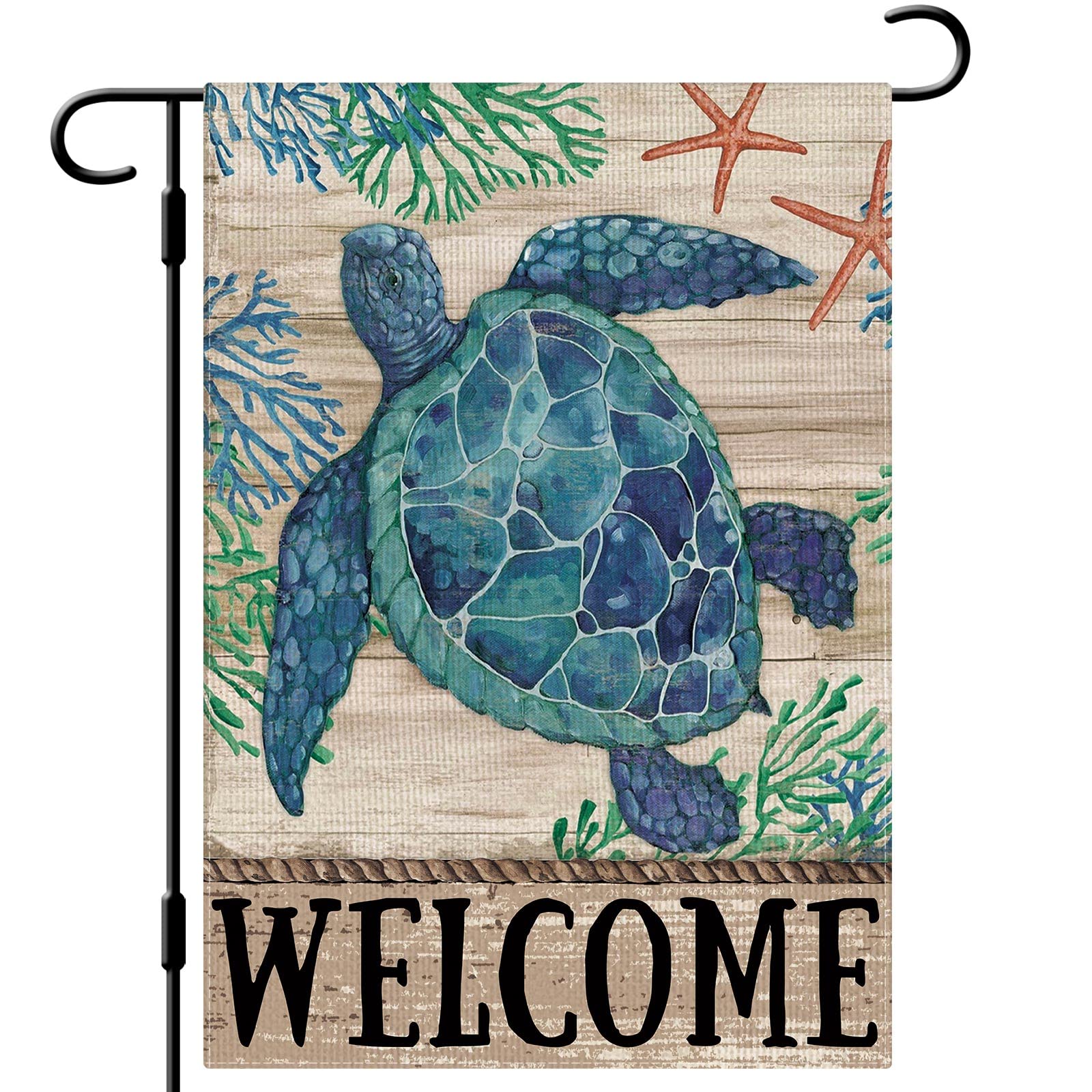 Amazon.com : DLZDN Welcome Sea Turtle Garden Flag Beach Garden Flag ...