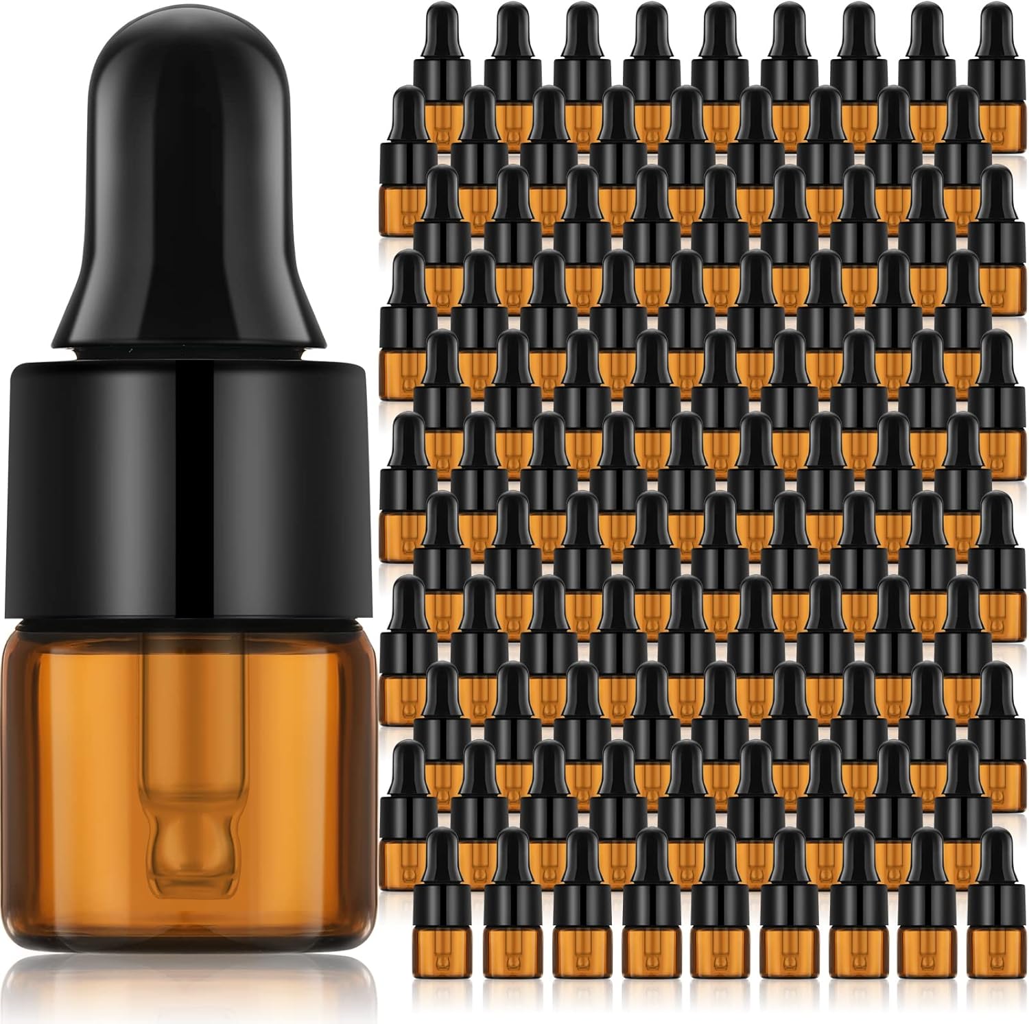 Amazon.com: Nuogo 100 Pcs Amber Glass Mini Dropper Bottles Essential ...