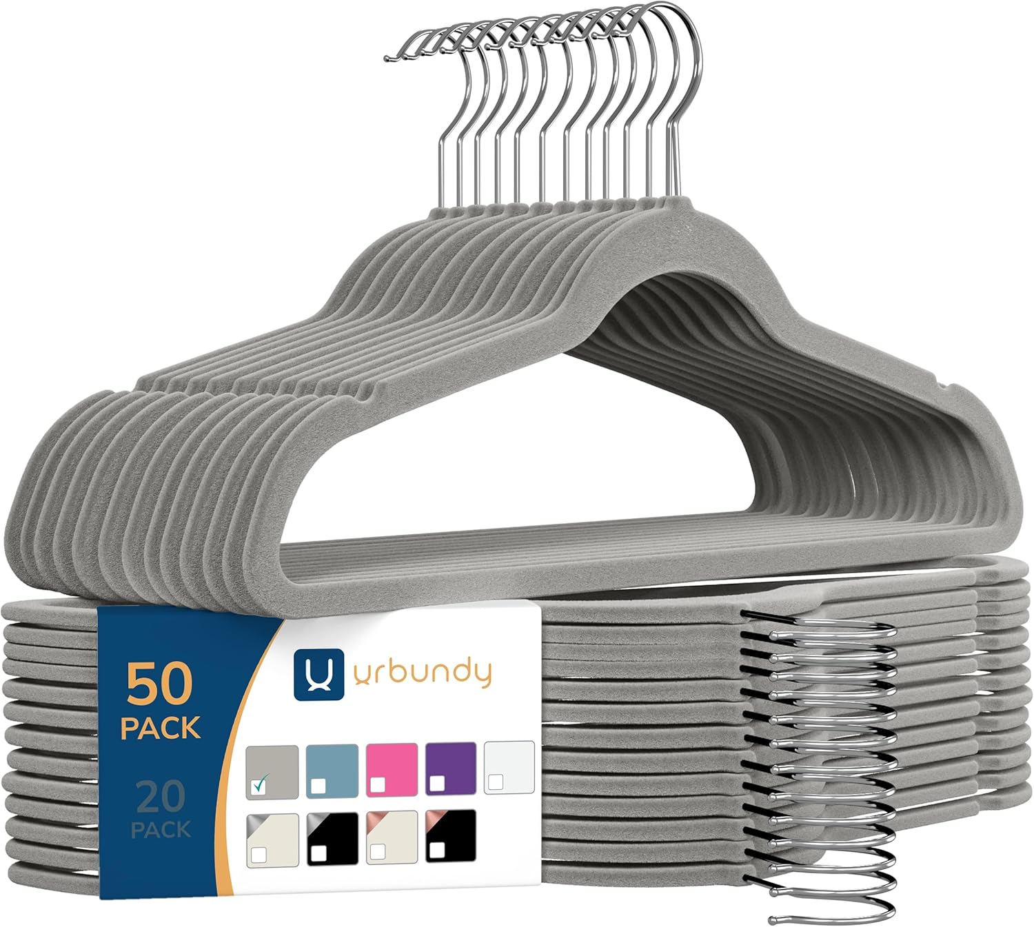 Amazon.com: Gray Velvet Hangers 50 Pack - Clothes Hangers Non Slip Felt ...
