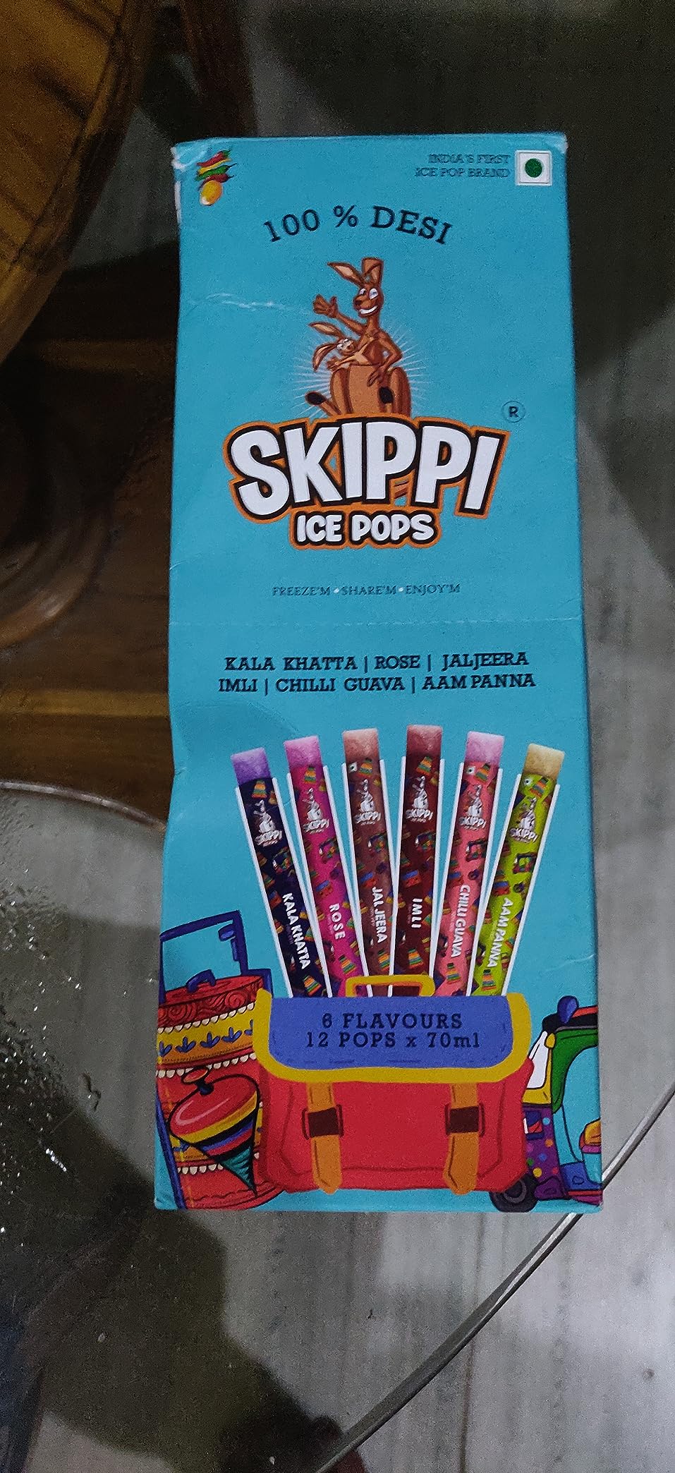 Skippi All Desi Flavour Ice Pops Box. Kala Khatta, Rose, Jaljeera, Imli ...