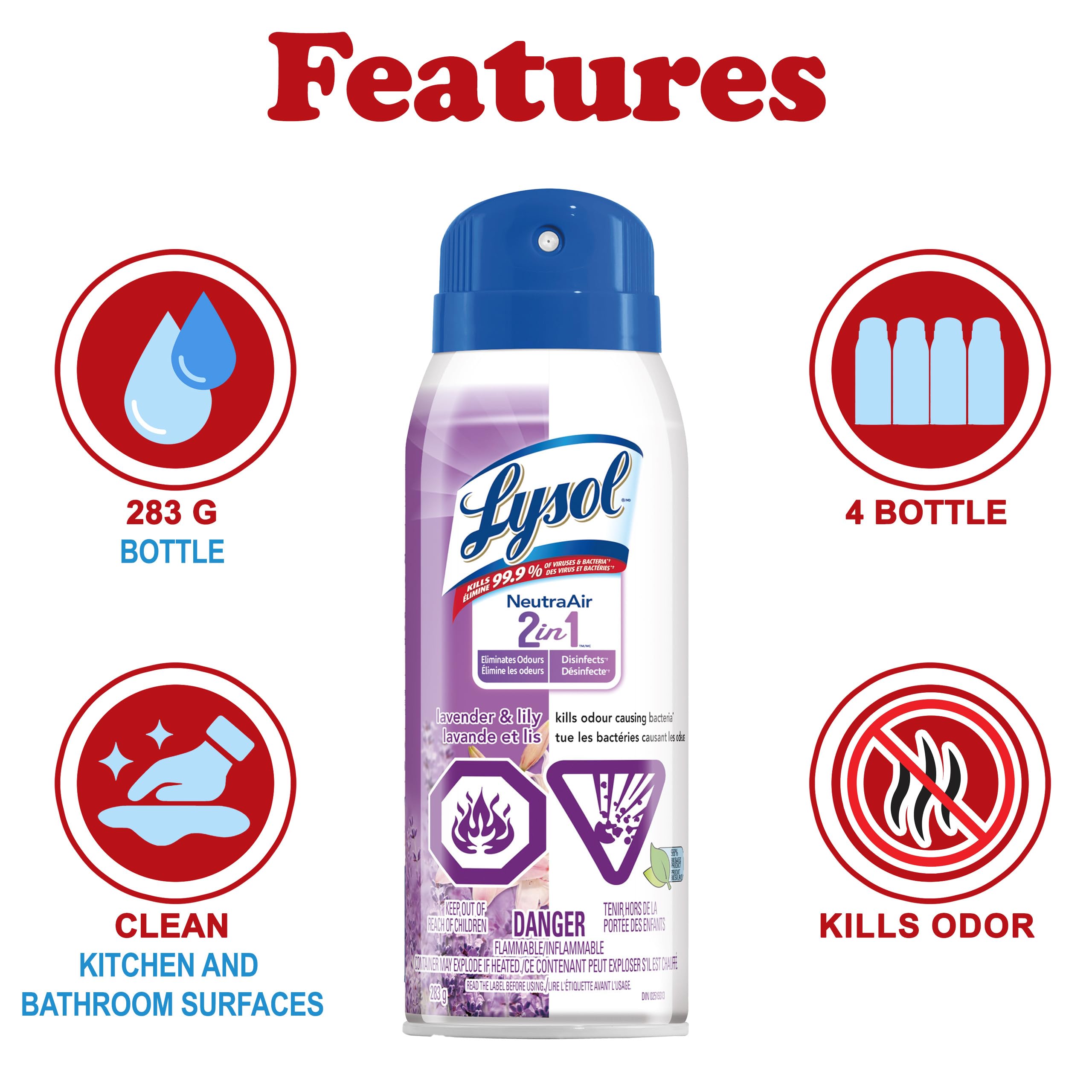 Snapklik.com : Lysol Neutra Air 2 In 1 Disinfectant Spray, Lavender And ...