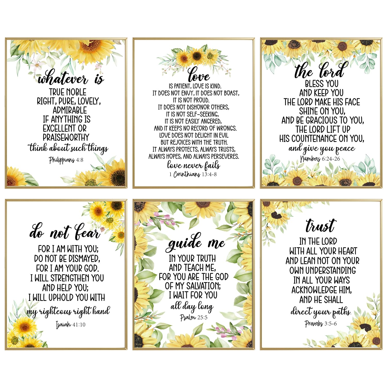 Amazon.com: Sunflower Motivational Bible Verse Wall Art Christian Wall ...