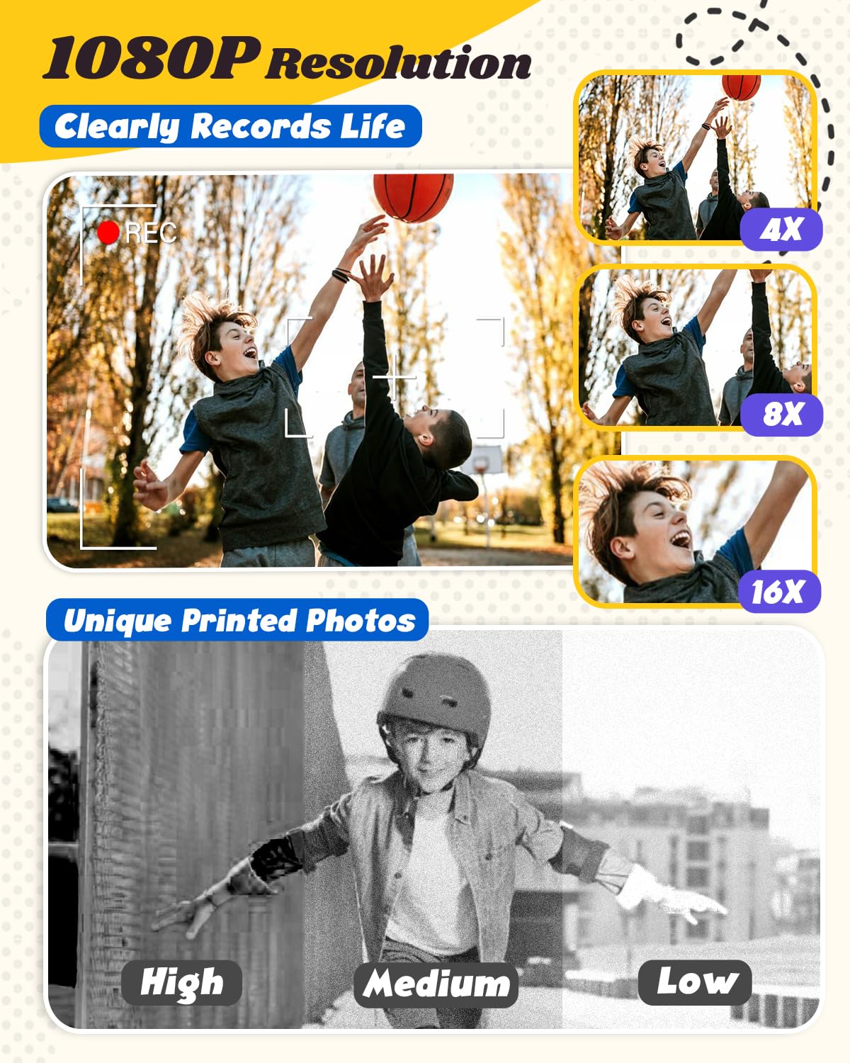 Snapklik.com : Instant Print Camera For Kids, 2.4 Inch Screen, 12MP ...