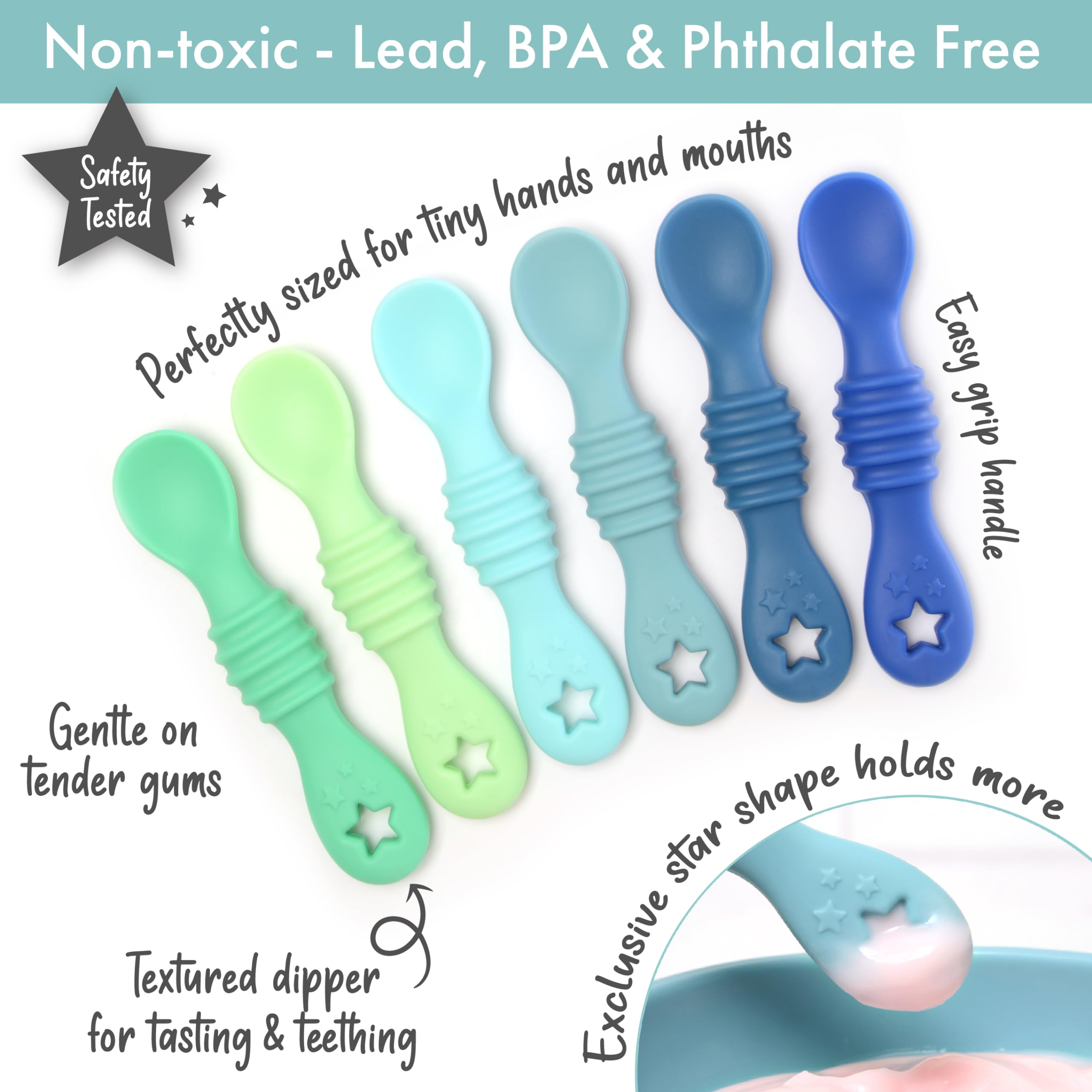 Snapklik.com : PrimaStella 6-Piece Silicone Baby Feeding Spoons - First ...
