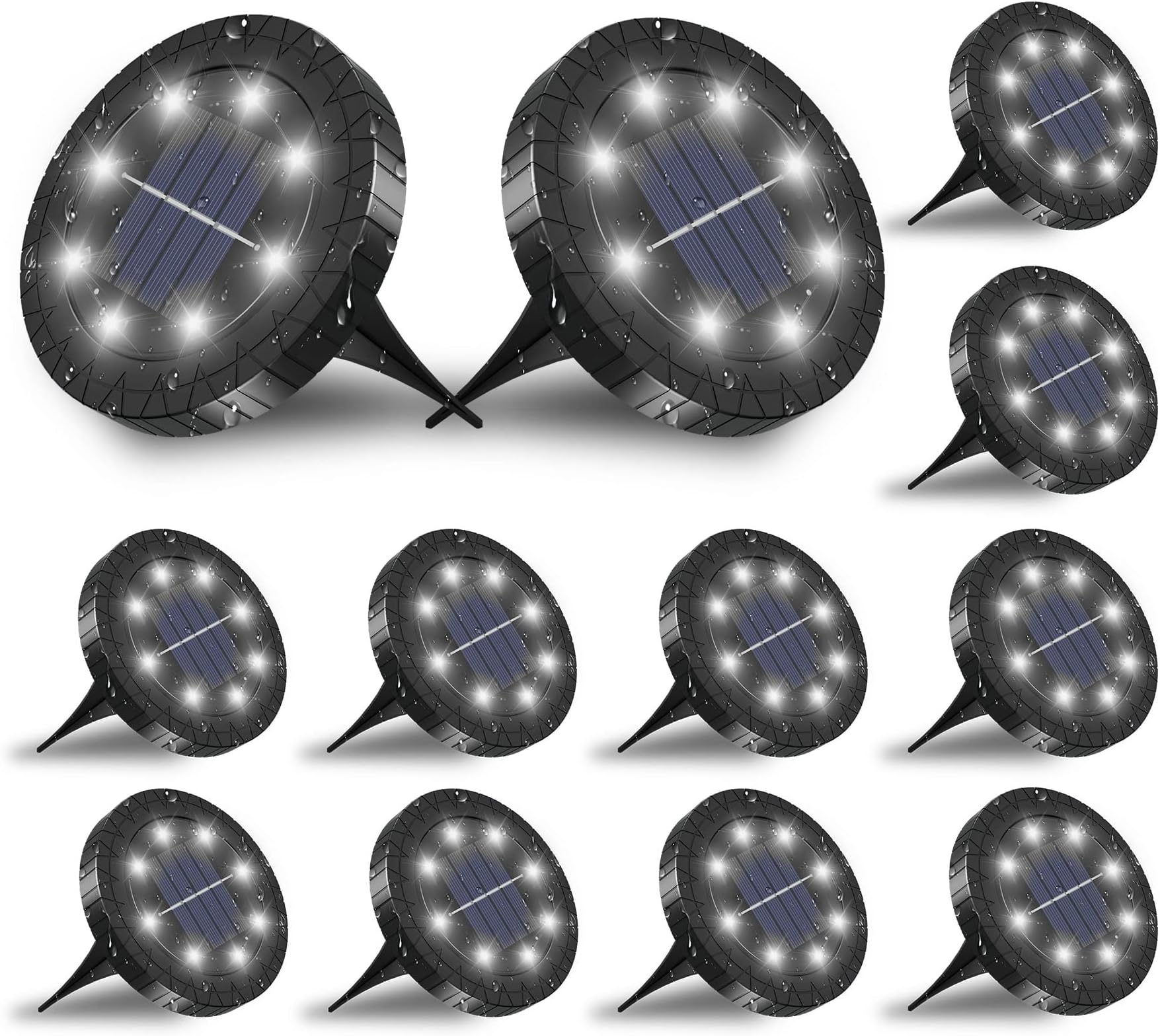 Bowfar 12 Stück Solar Bodenleuchten Aussen, Solarleuchten Garten mit 12 ...